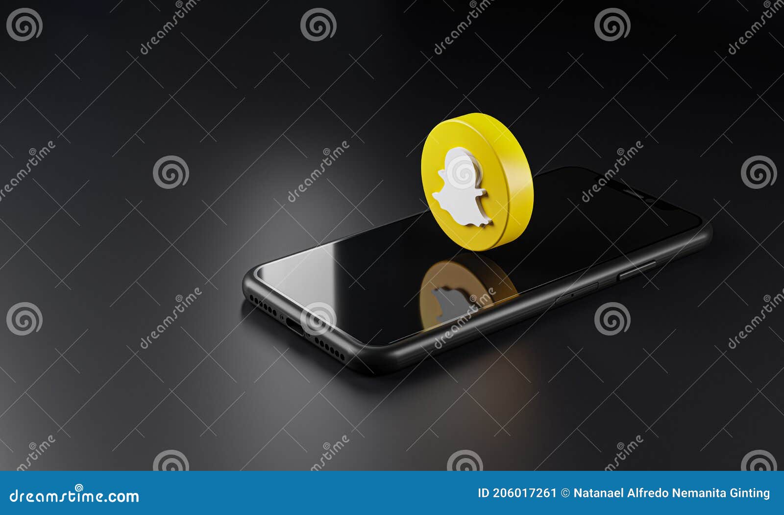 Snapchat Logo Icon on Top of Smartphone 3D Dark Background Editorial ...