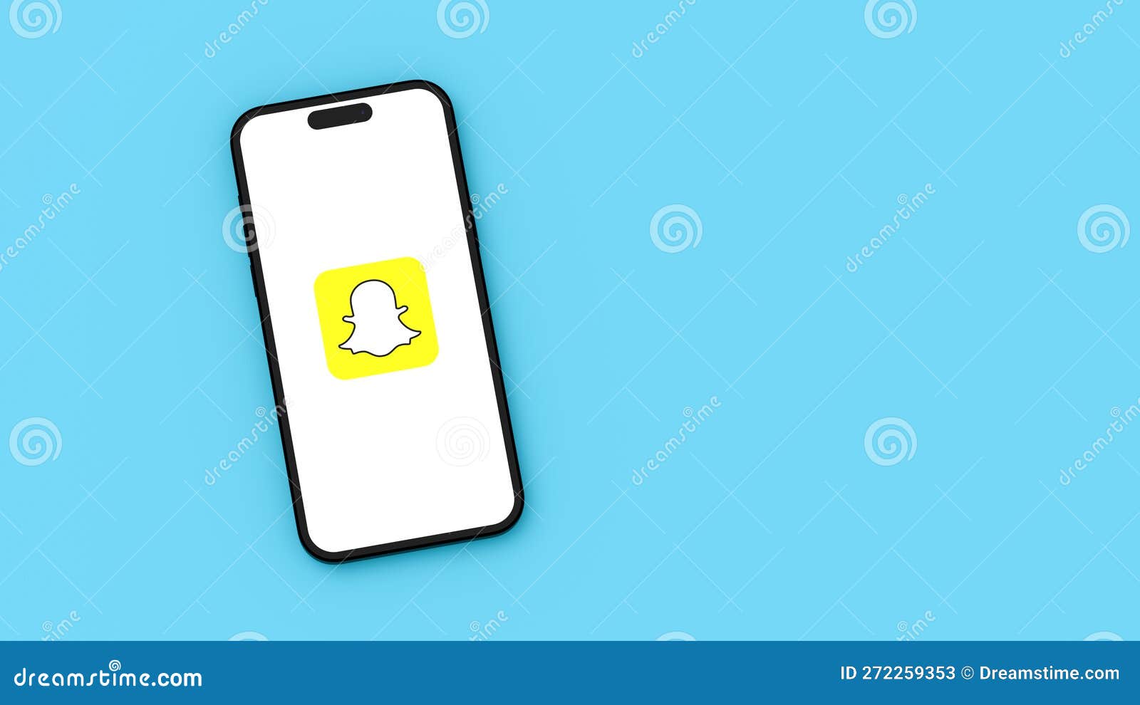 Snapchat Logo on Mobile Phone Screen on Blue Background with Copy Space ...