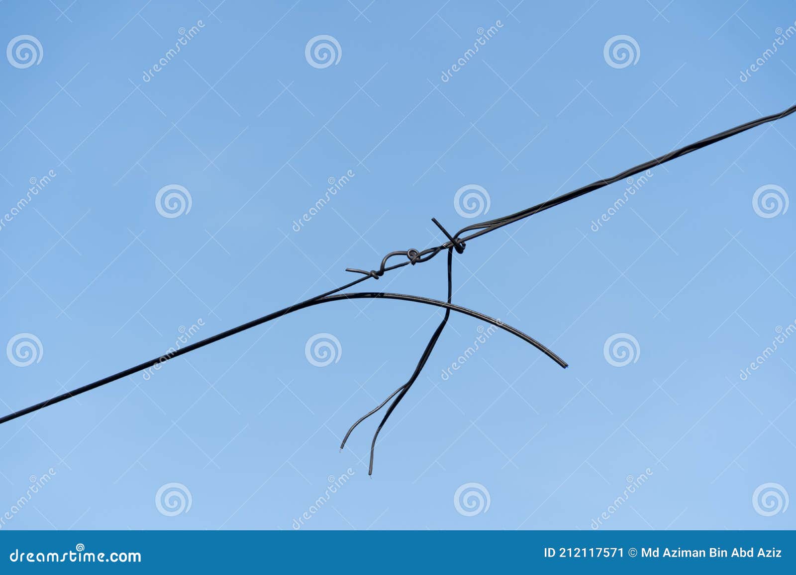 A Snapped Cable with Blue Sky Background Stock Image - Image of concept ...