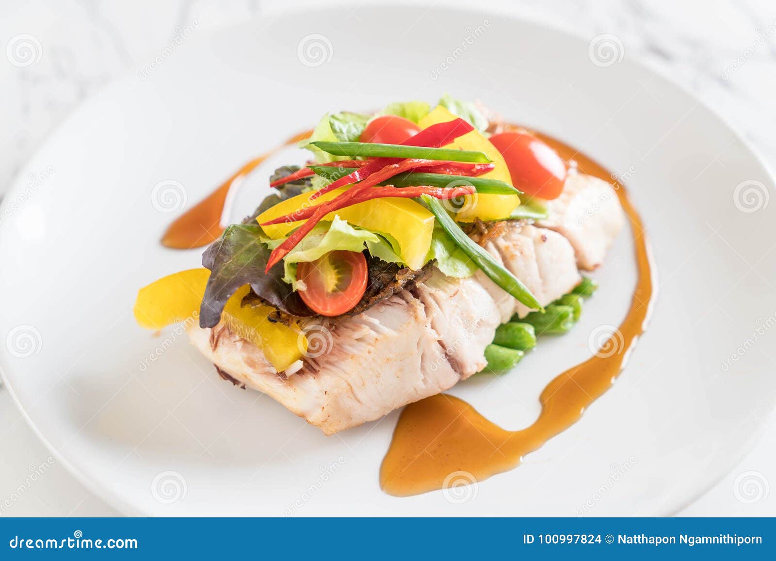 Snapper fish steak stock photo. Image of fresh, pepper - 100997824