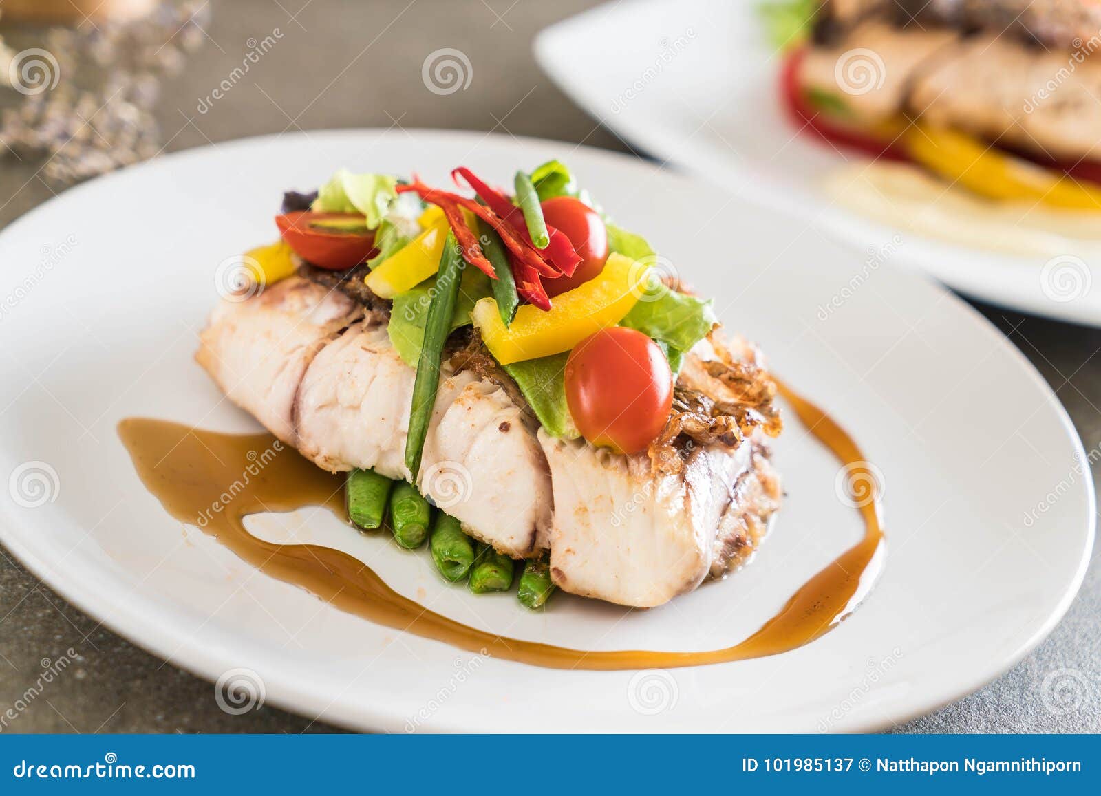 Snapper fish steak stock image. Image of plate, grill - 101985137