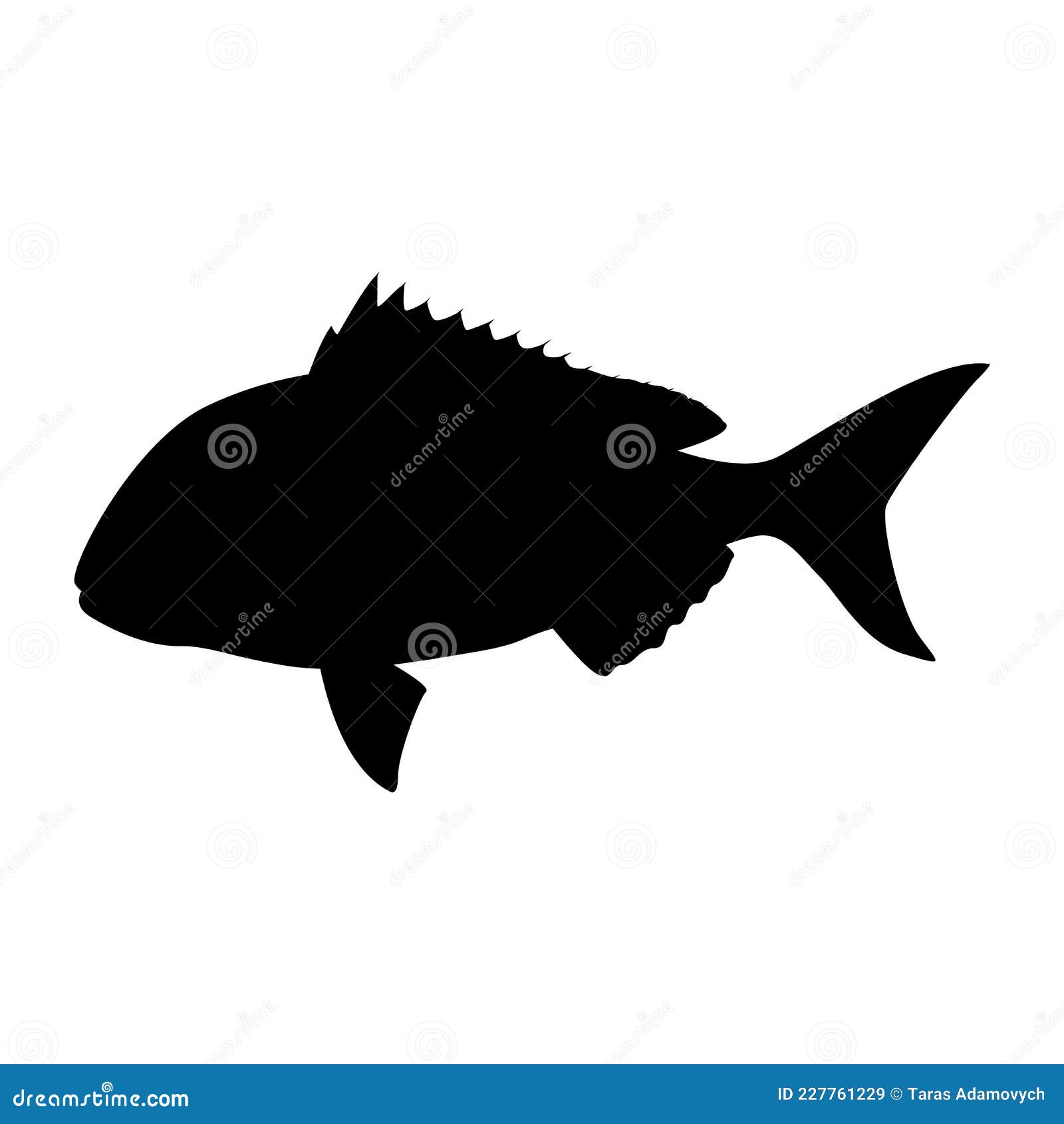 Snapper Fish, Vector Illustration, Black Silhouette, Side Stock Vector ...