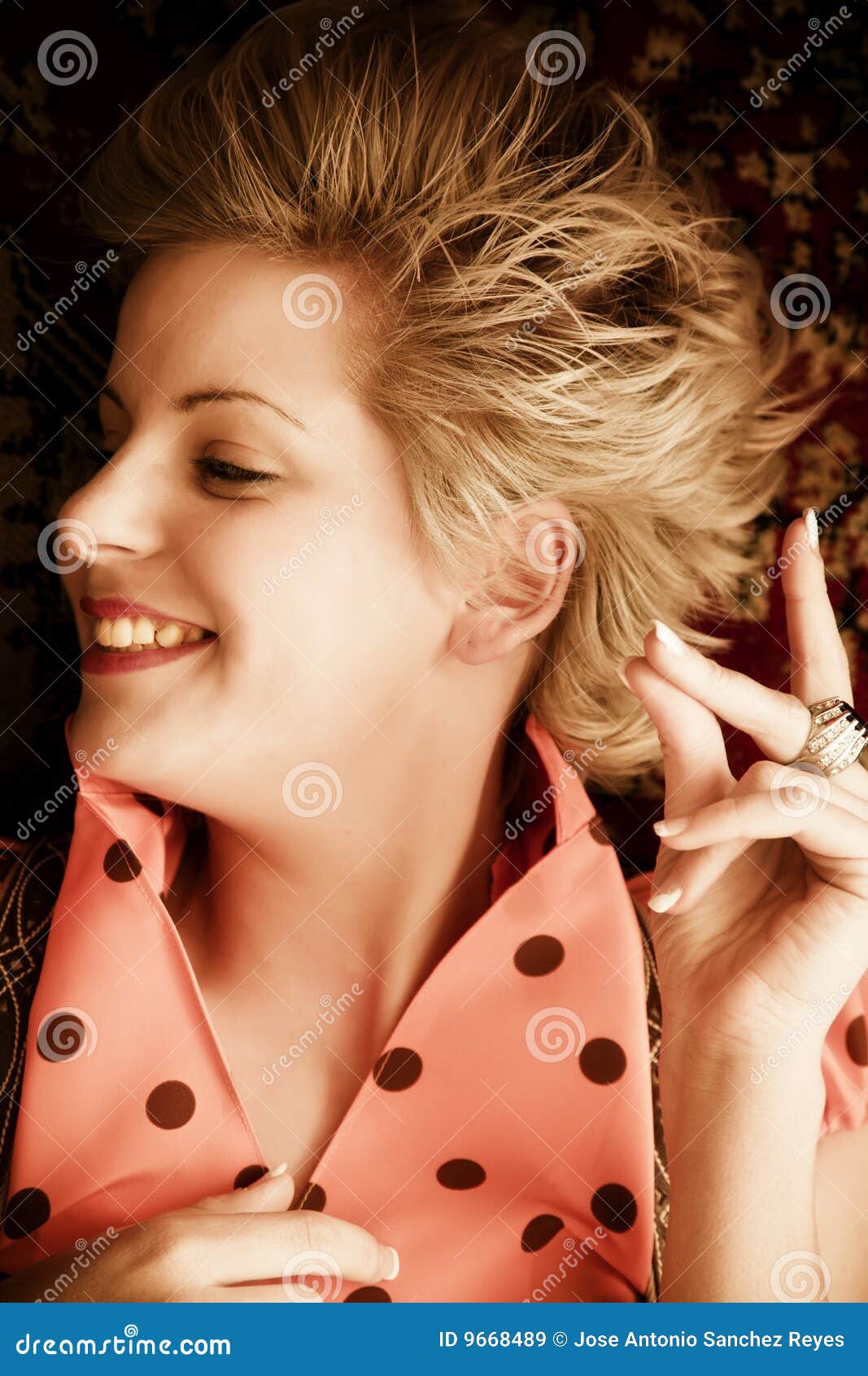 Snapping happy woman stock image. Image of looking, blond - 9668489
