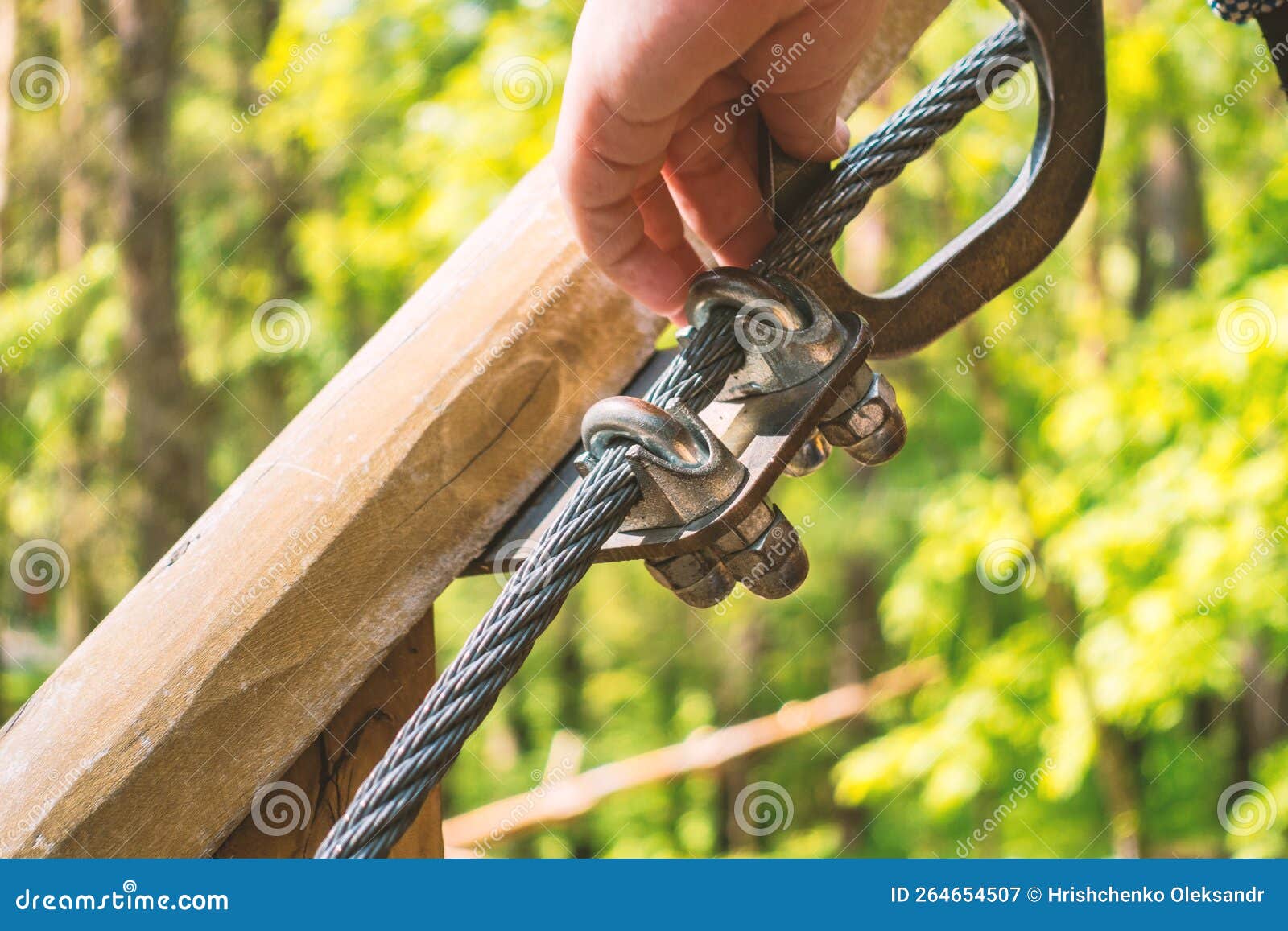 Snapping a Safety Carabiner Onto an Iron Cable Stock Image - Image of ...