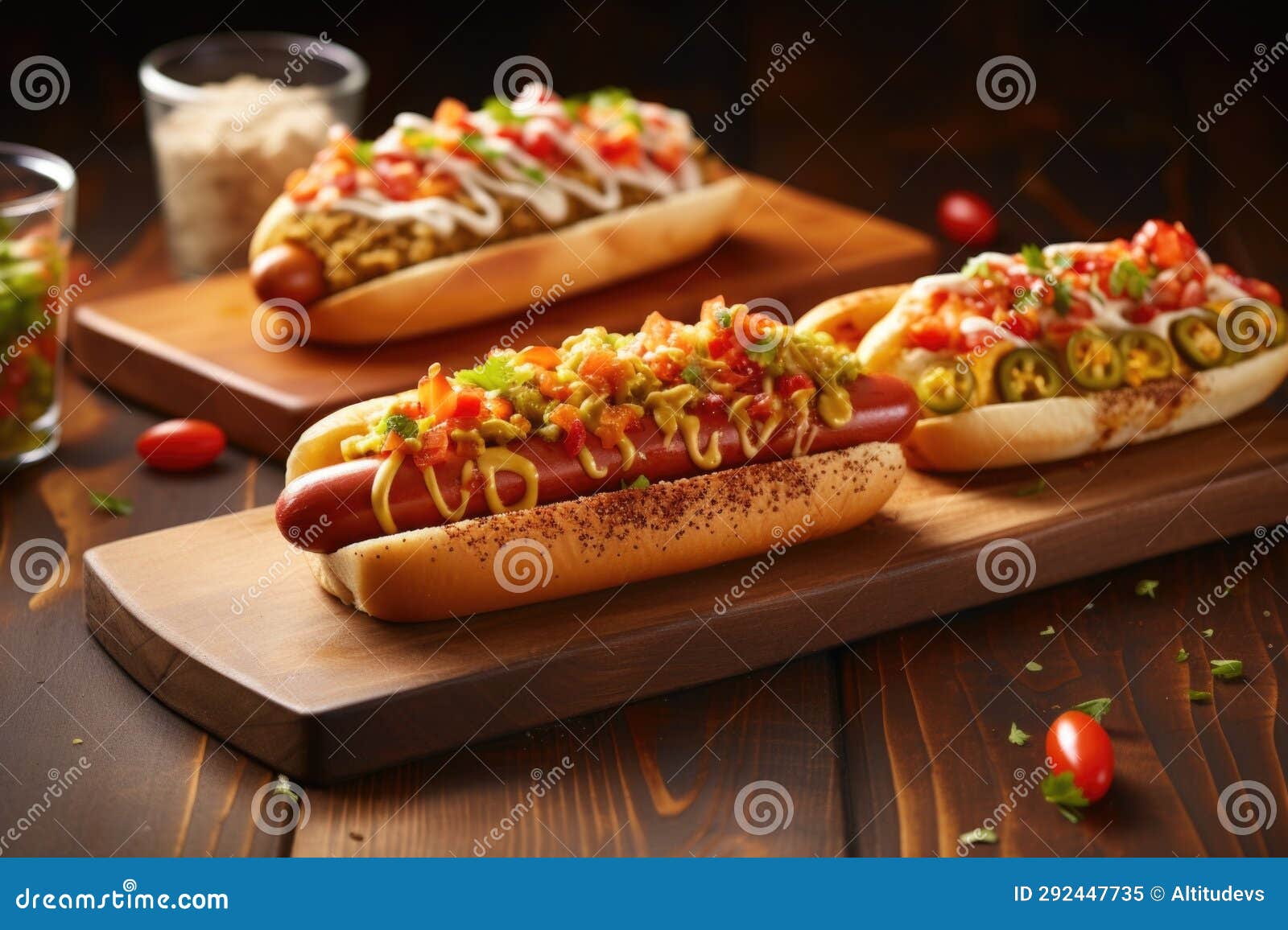 Snapshot of Three Different Types of Hot Dogs on a Table Stock Image ...