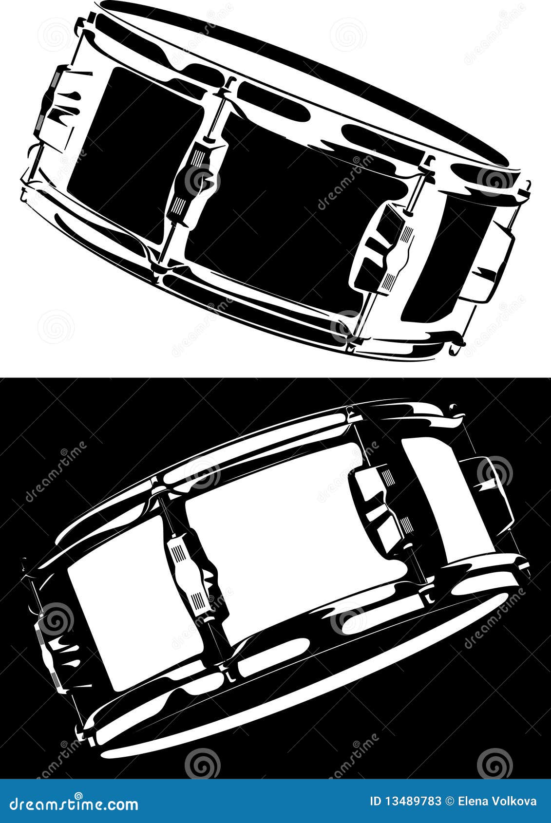 Snare Drum Sketch Illustration. Hand Drawn Black And White Percussion ...