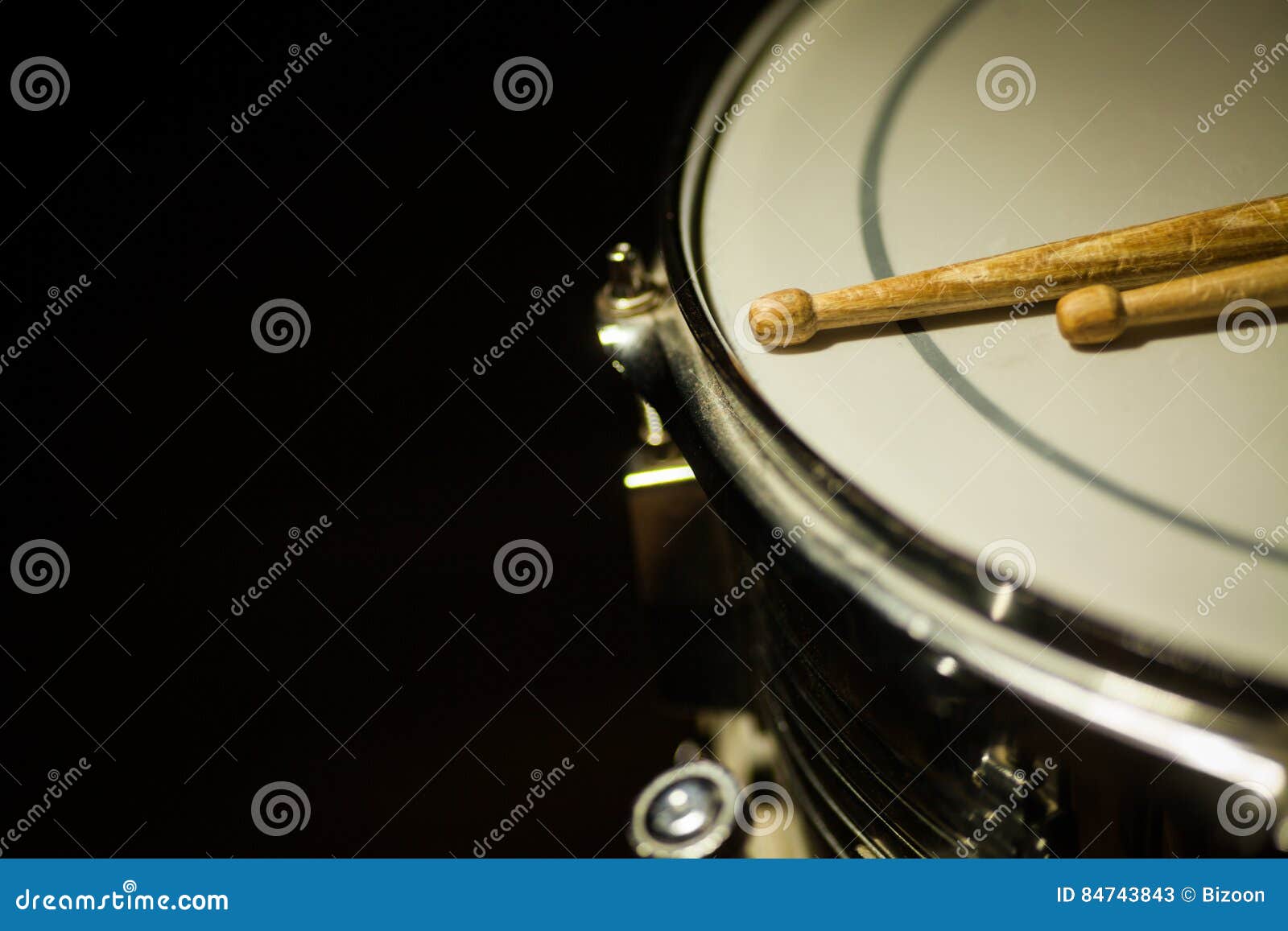 Snare Drum and a Pair of Drum Sticks Stock Image - Image of dark, stick ...