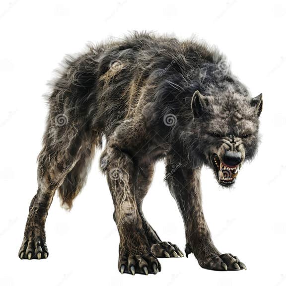 A Snarling Grey Wolf with Sharp Teeth and Claws Stock Illustration ...