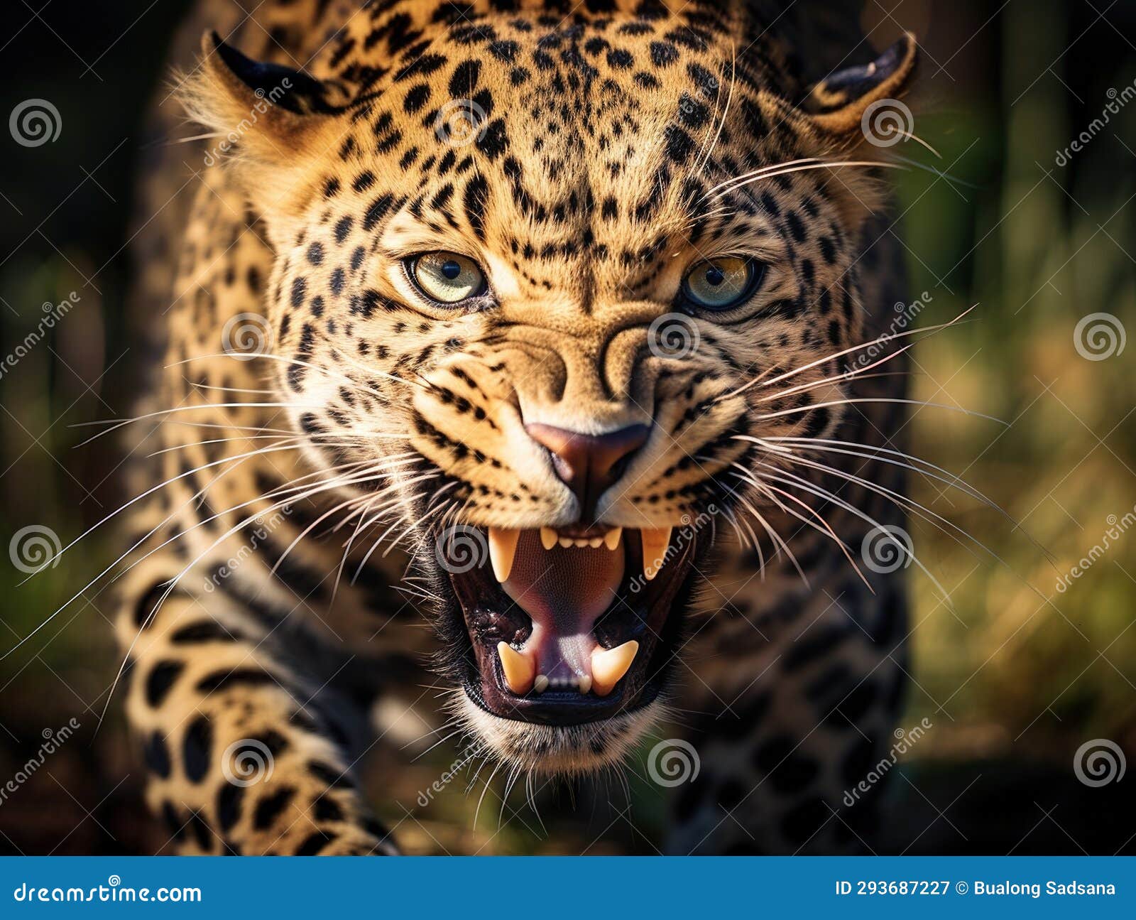 Snarling leopard stock illustration. Illustration of outdoors - 293687227