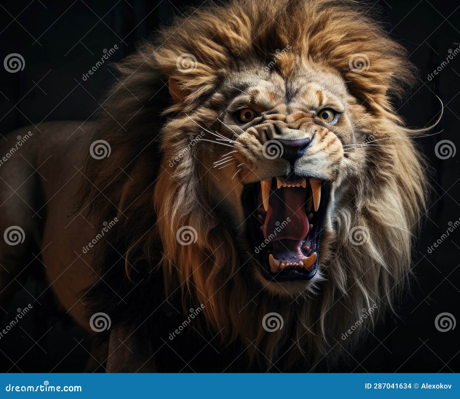 Snarling Lion in Hyper-Realistic Graph AI Generated Stock Illustration ...