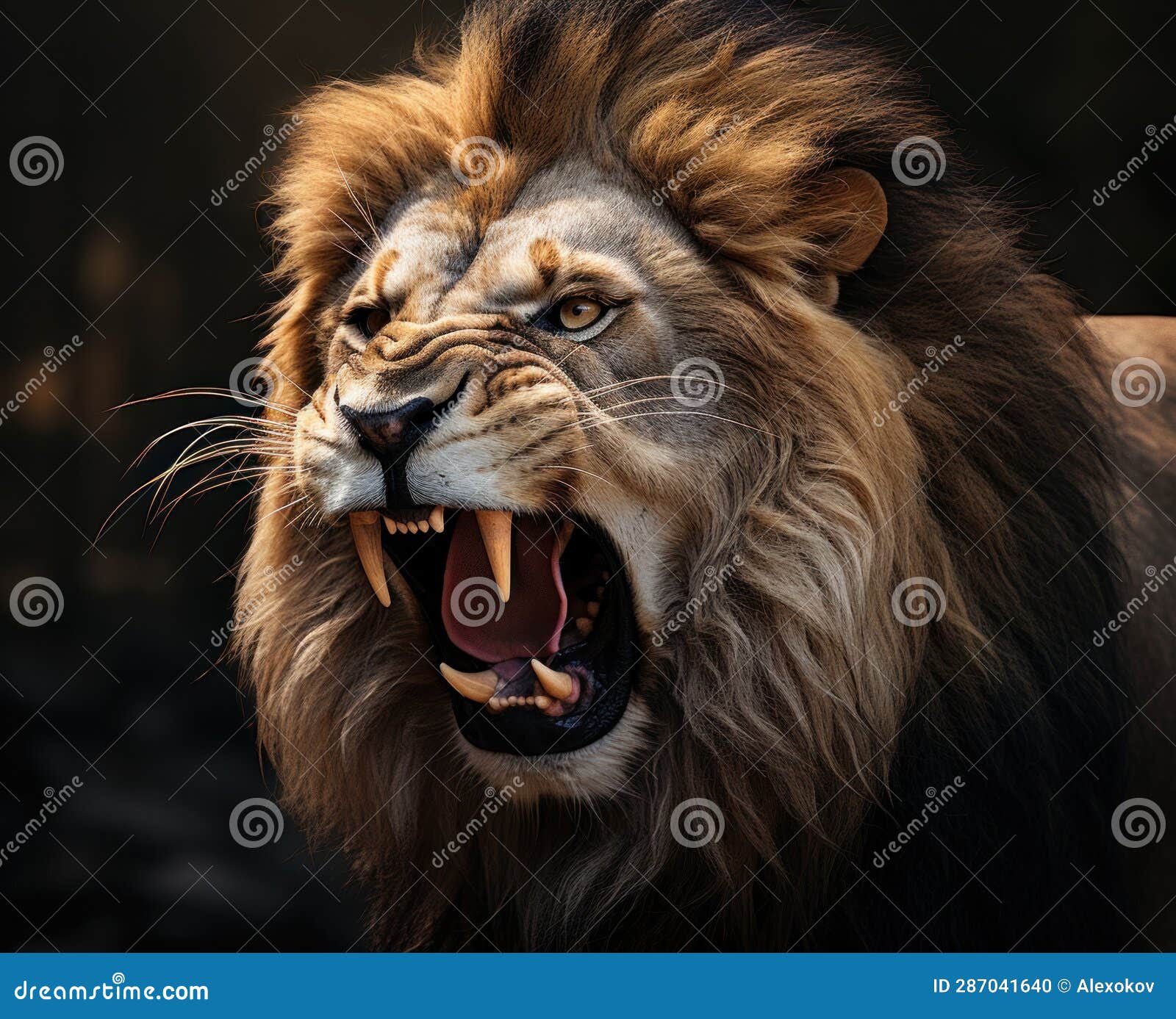 Snarling Lion in Hyper-Realistic Graph AI Generated Stock Illustration ...