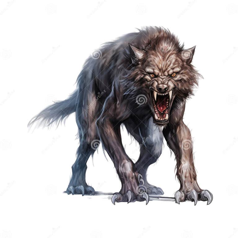 A Snarling, Monstrous Werewolf with Sharp Claws and Bared Teeth Stock ...