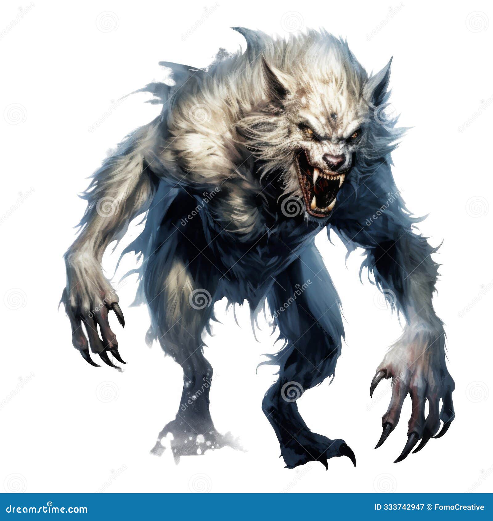A Snarling White Werewolf with Sharp Claws and Teeth Stock Image ...