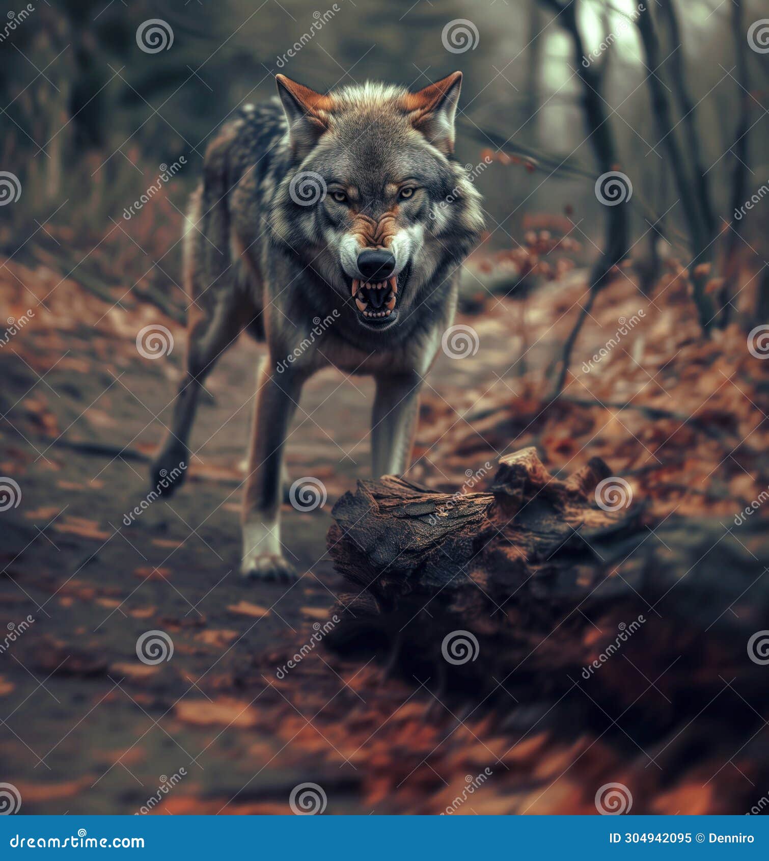 Aggressive Wolf in the Forest Stock Image - Image of mammal, stare ...