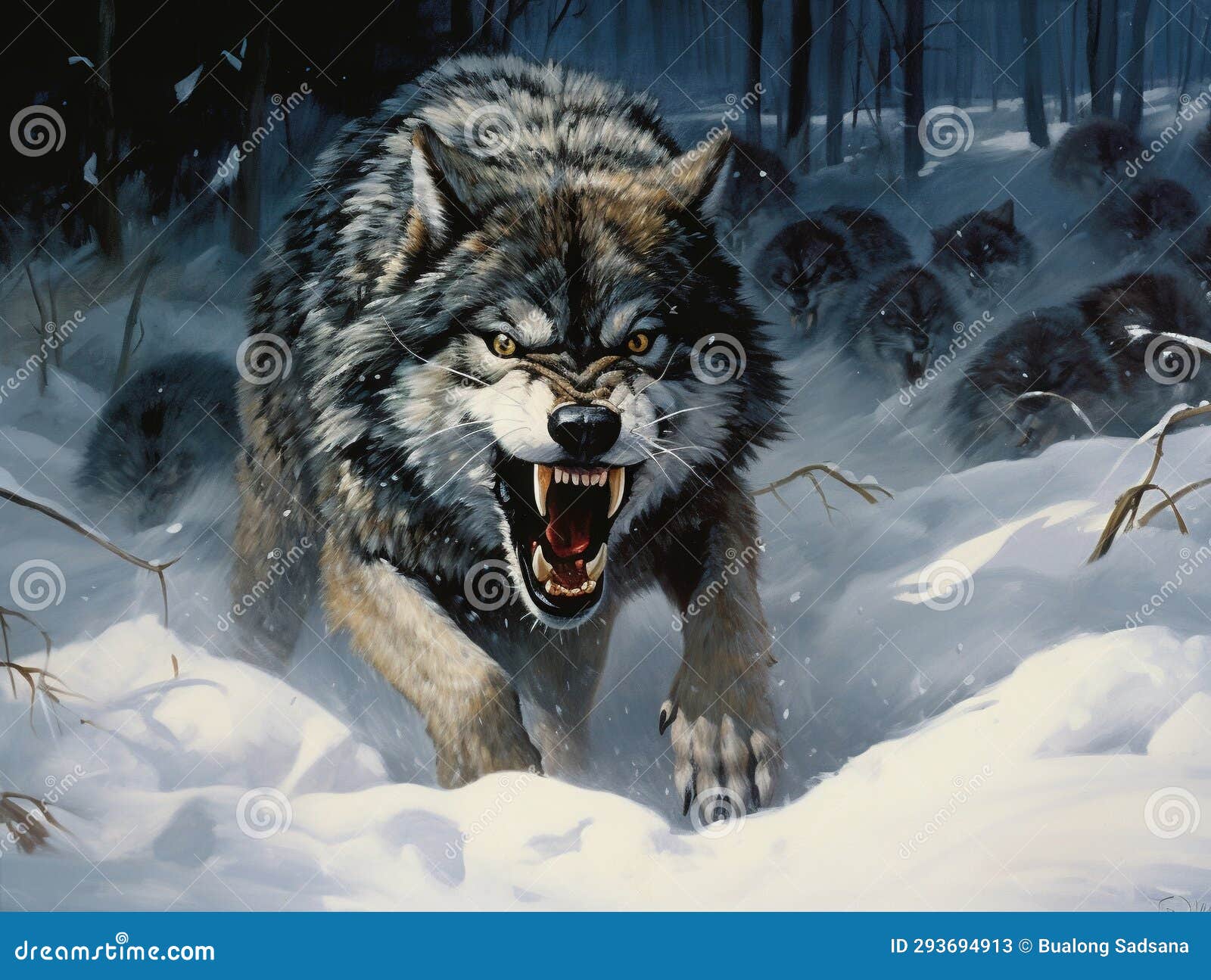 Snarling wolf stock illustration. Illustration of angry - 293694913