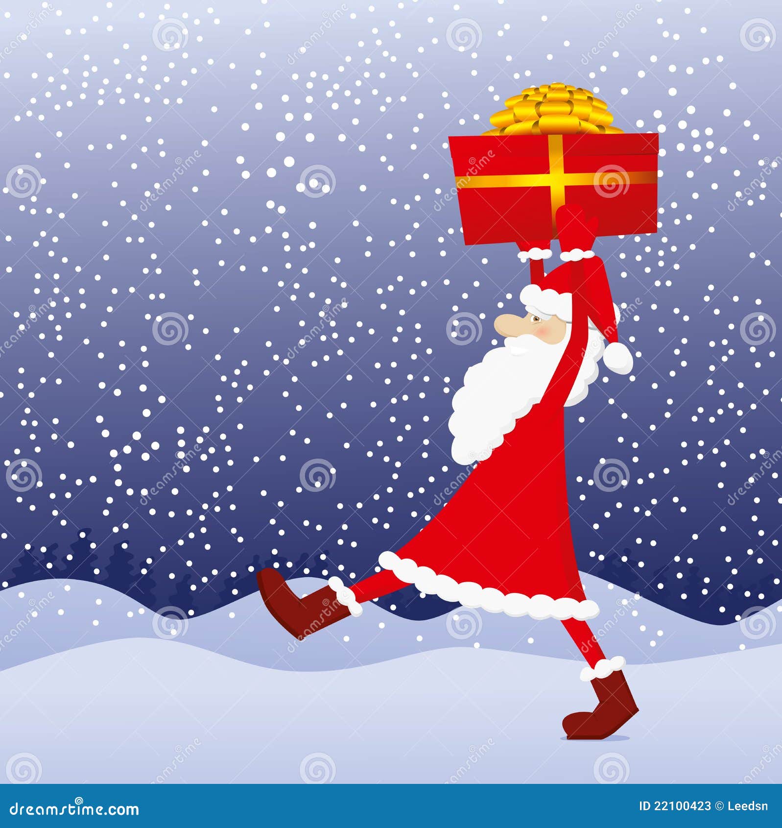 Snata Claus con el regalo ilustración del vector. Ilustración de ...