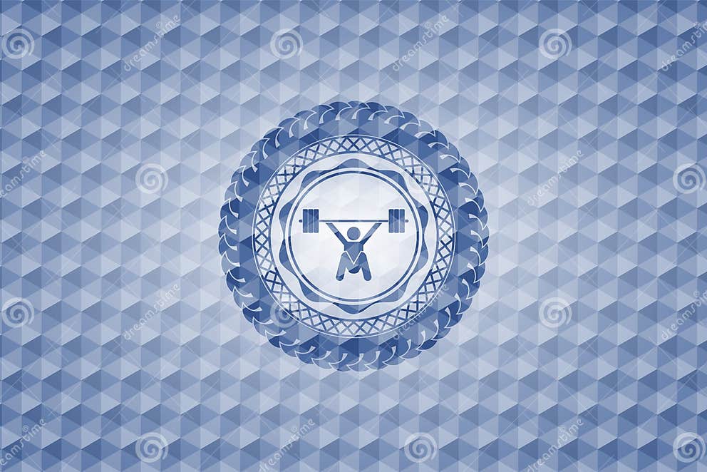 Snatch, Weightlifting Icon Inside Blue Polygonal Emblem Stock Vector ...