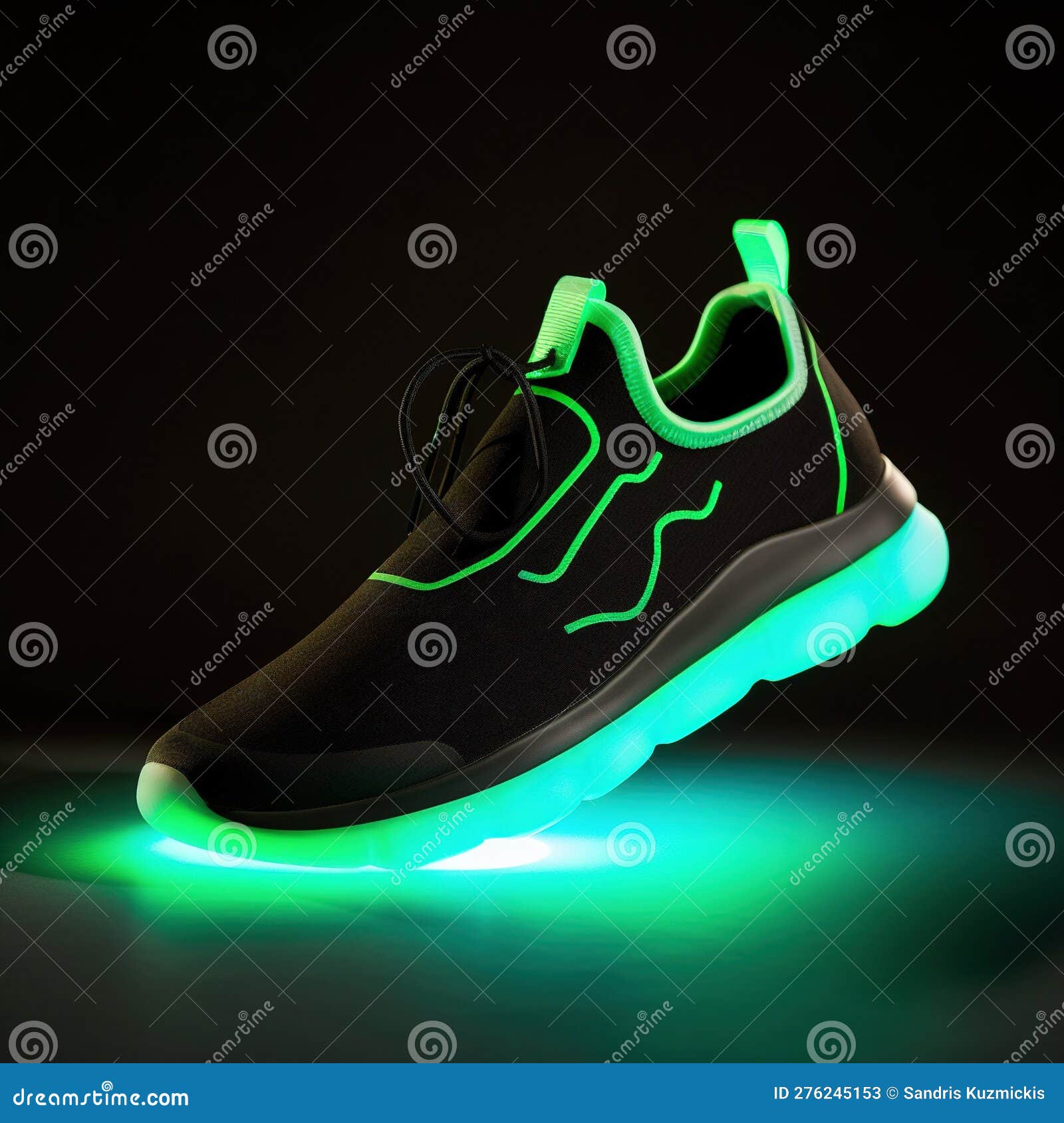 A Sneaker with a Glowing Neon Design. Generative AI Stock Illustration ...