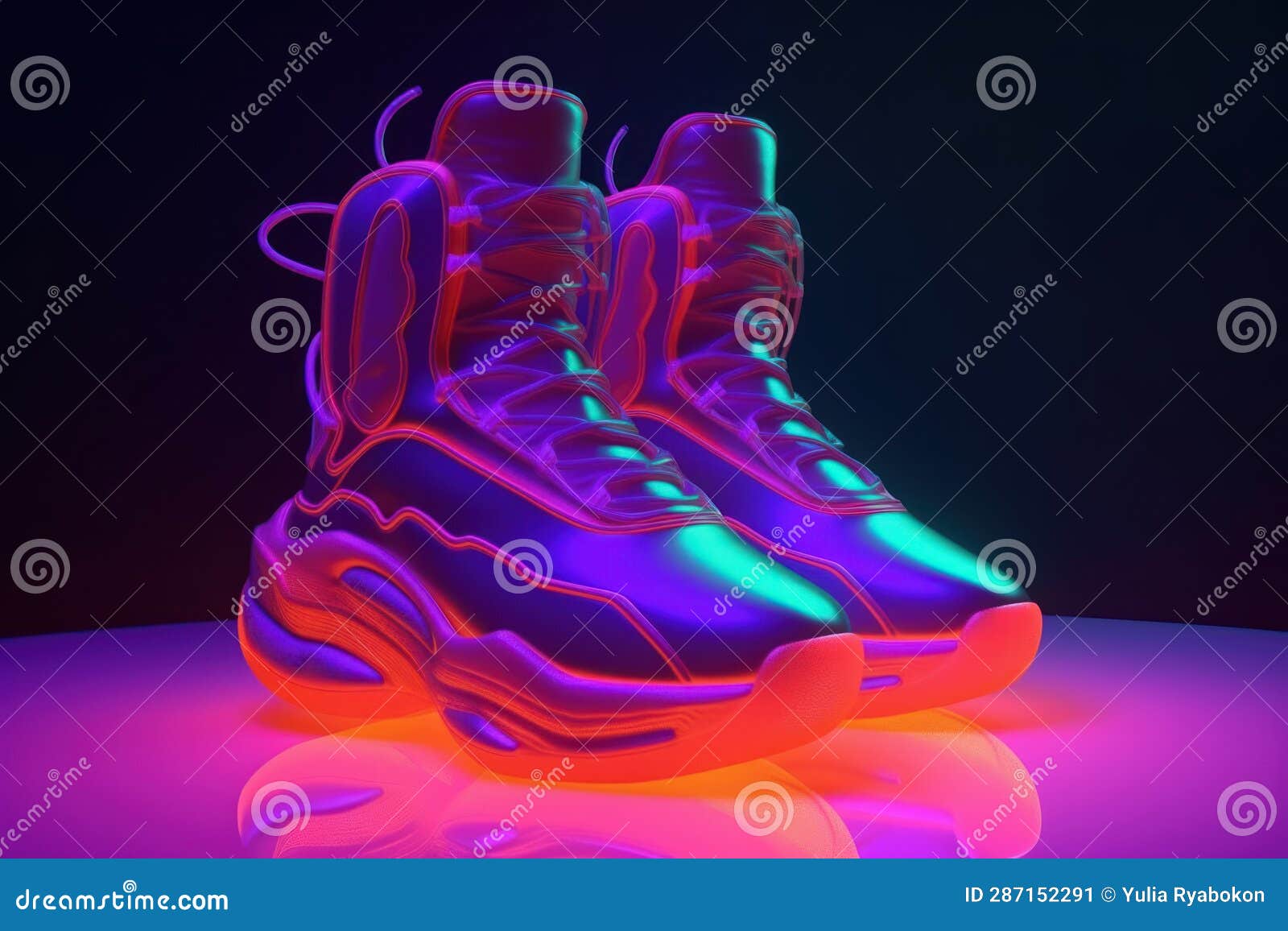 Sneaker Neon Futuristic. Generate Ai Stock Illustration - Illustration ...