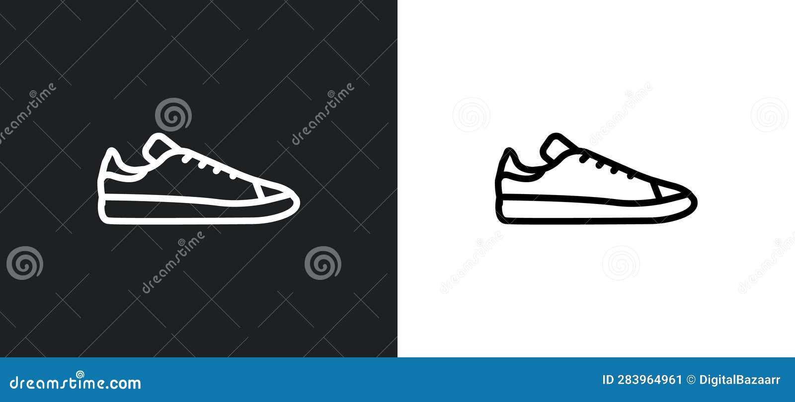 Sneaker Outline Icon in White and Black Colors. Sneaker Flat Vector ...