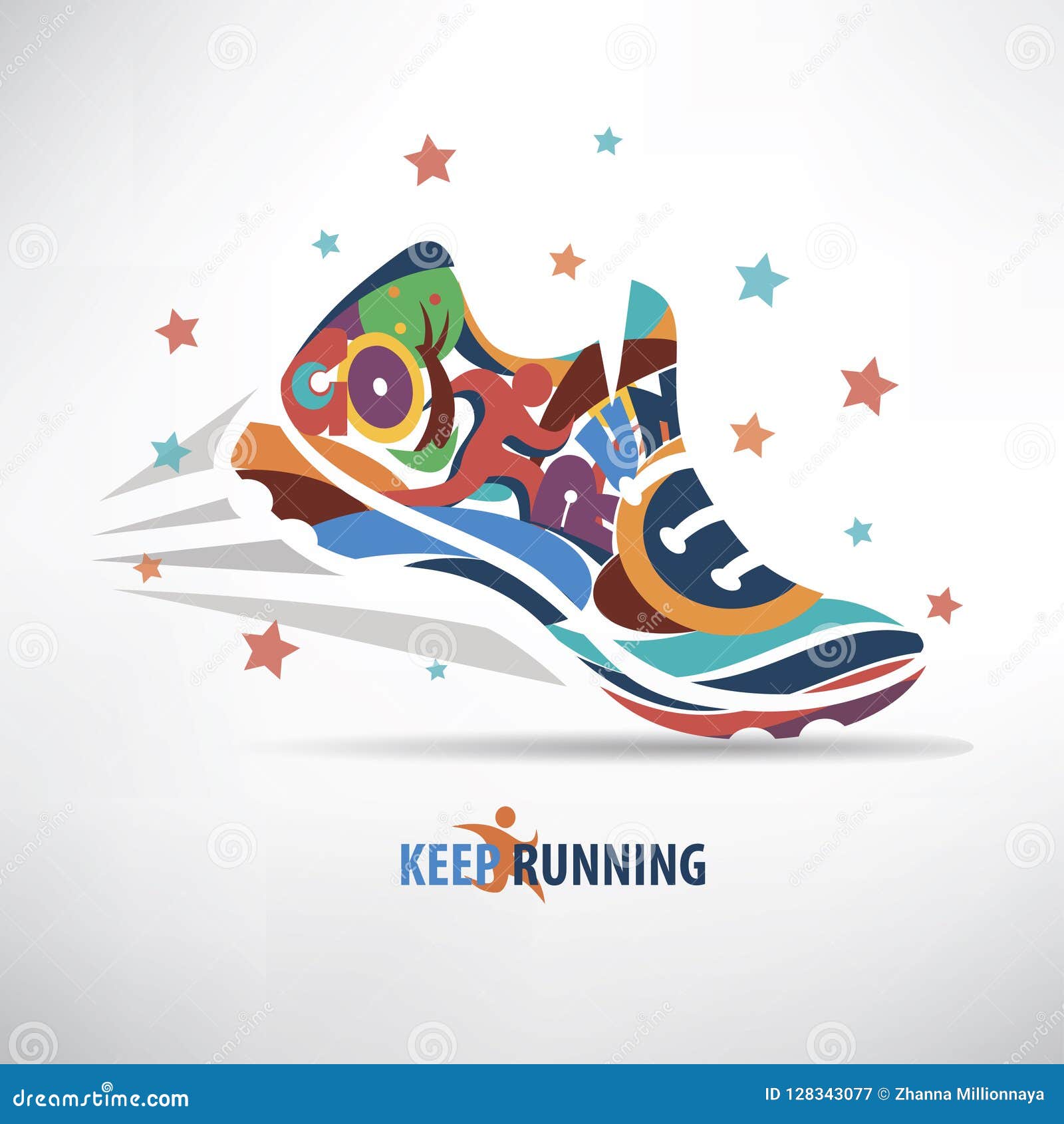 Stylized Sneaker Footprint, Run Symbol Vector Illustration ...