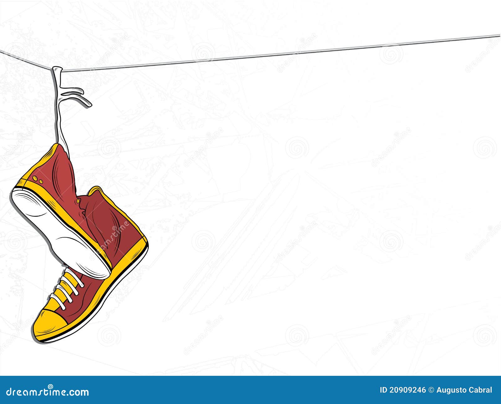 Sneakers Hanging on Wire on White Background Stock Vector ...