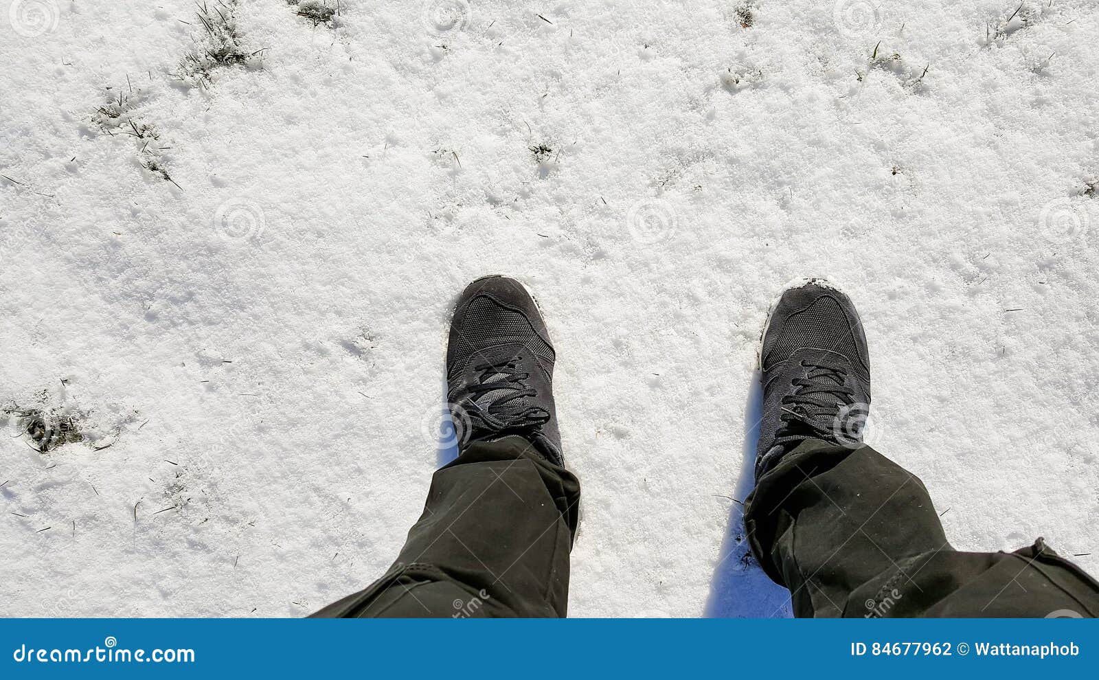 Sneakers Men`s Stomp on Snow Stock Photo - Image of mountain, footprint ...