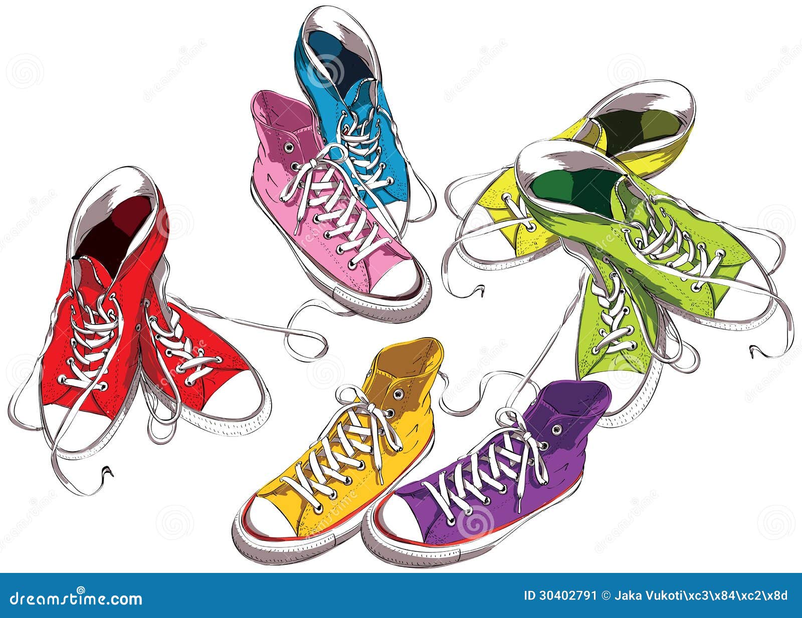Sneakers Set in Colors stock vector. Illustration of sneakers - 30402791