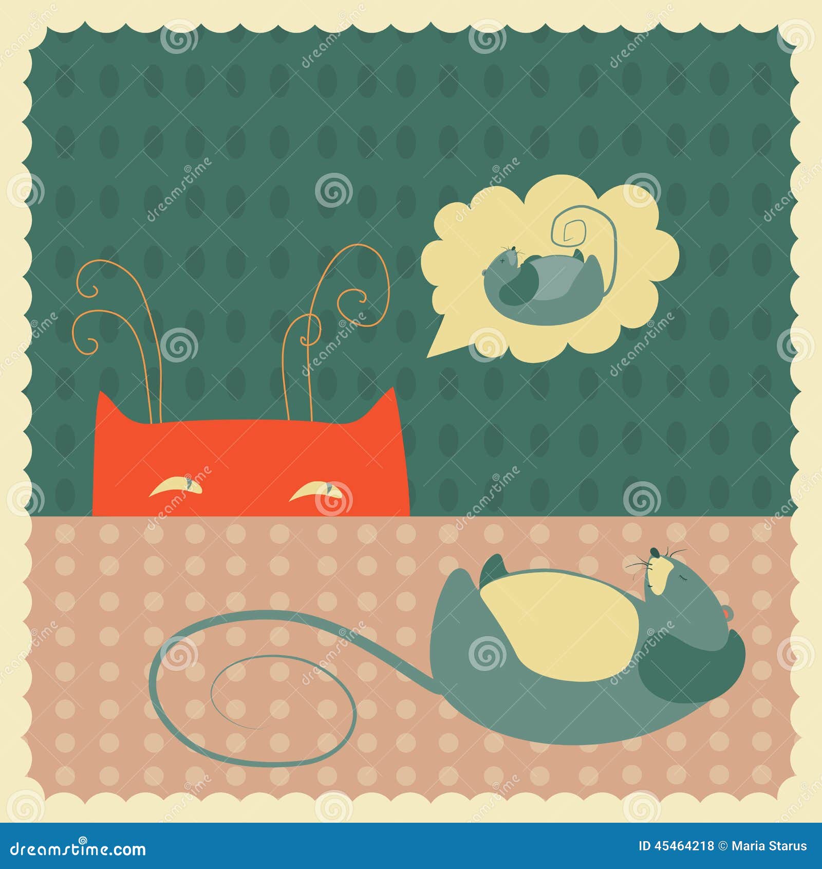 Sneaking Cat Looking at Mouse Stock Vector - Illustration of animal ...