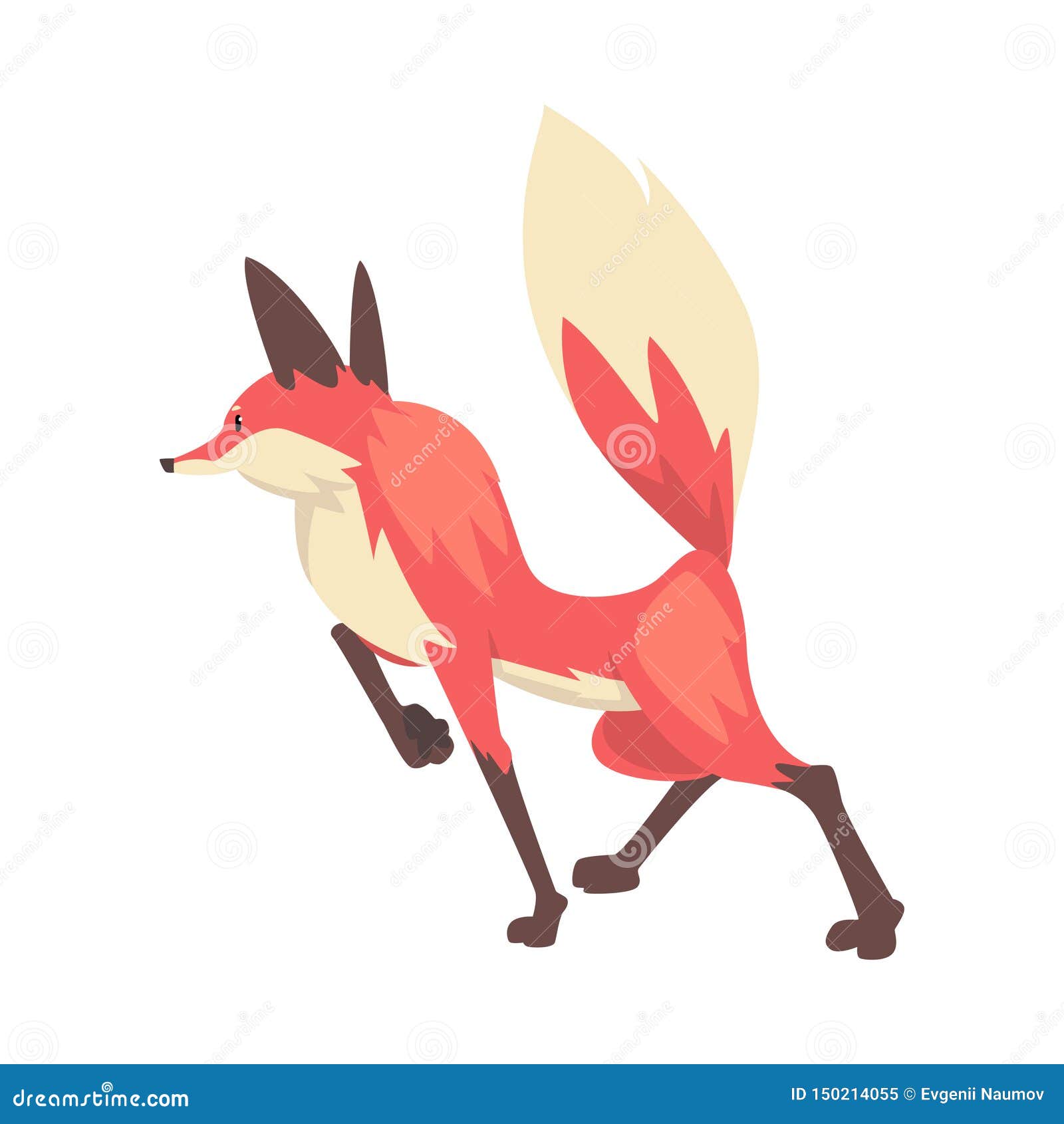 Sneaking Red Fox Character Cartoon Vector Illustration Stock Vector ...