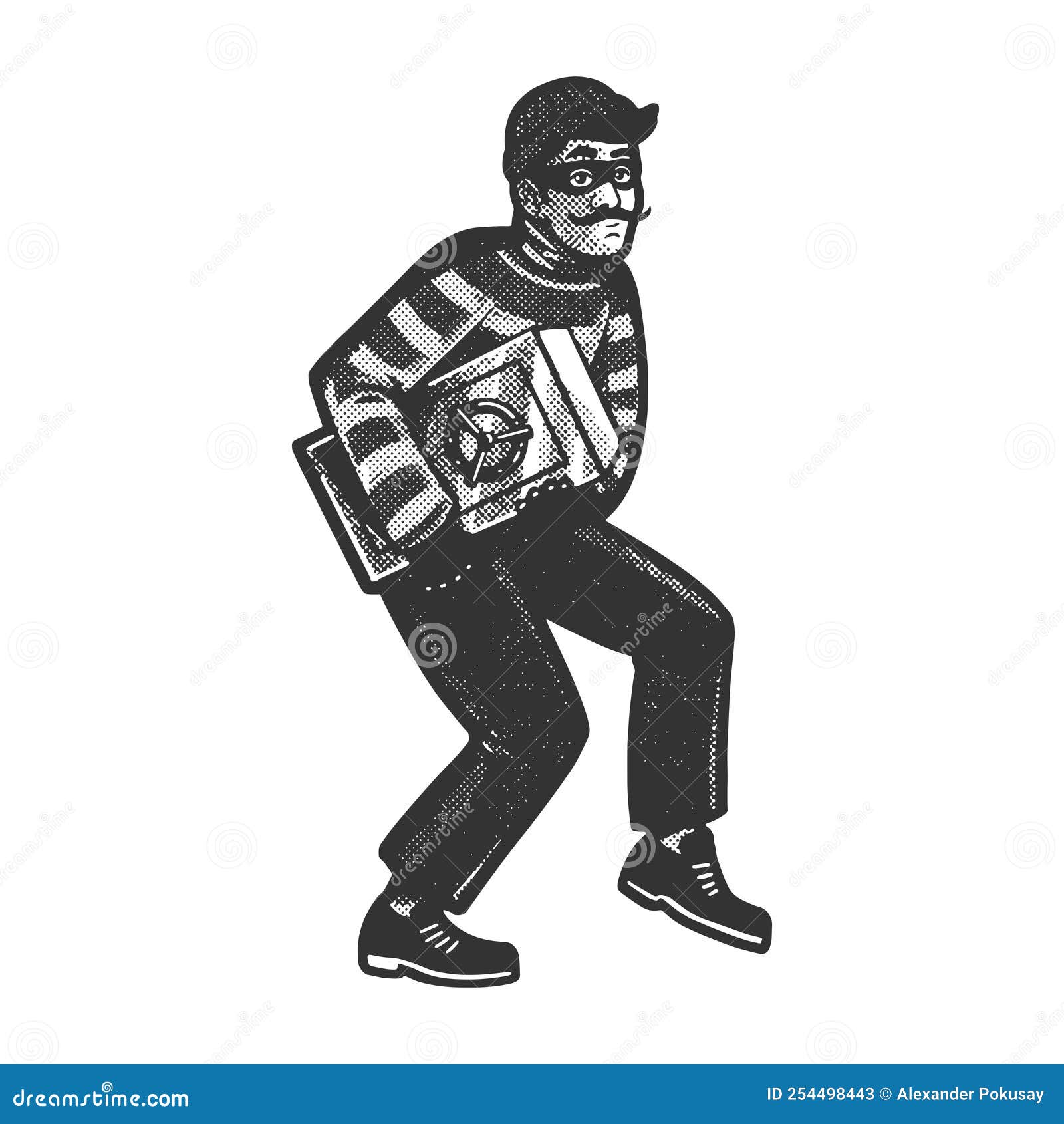 Sneaking Thief Safe Sketch Vector Illustration Stock Vector ...