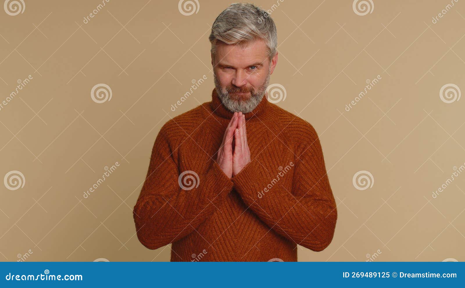 Sneaky Cunning Senior Mature Man with Tricky Face Scheming Evil Plan ...