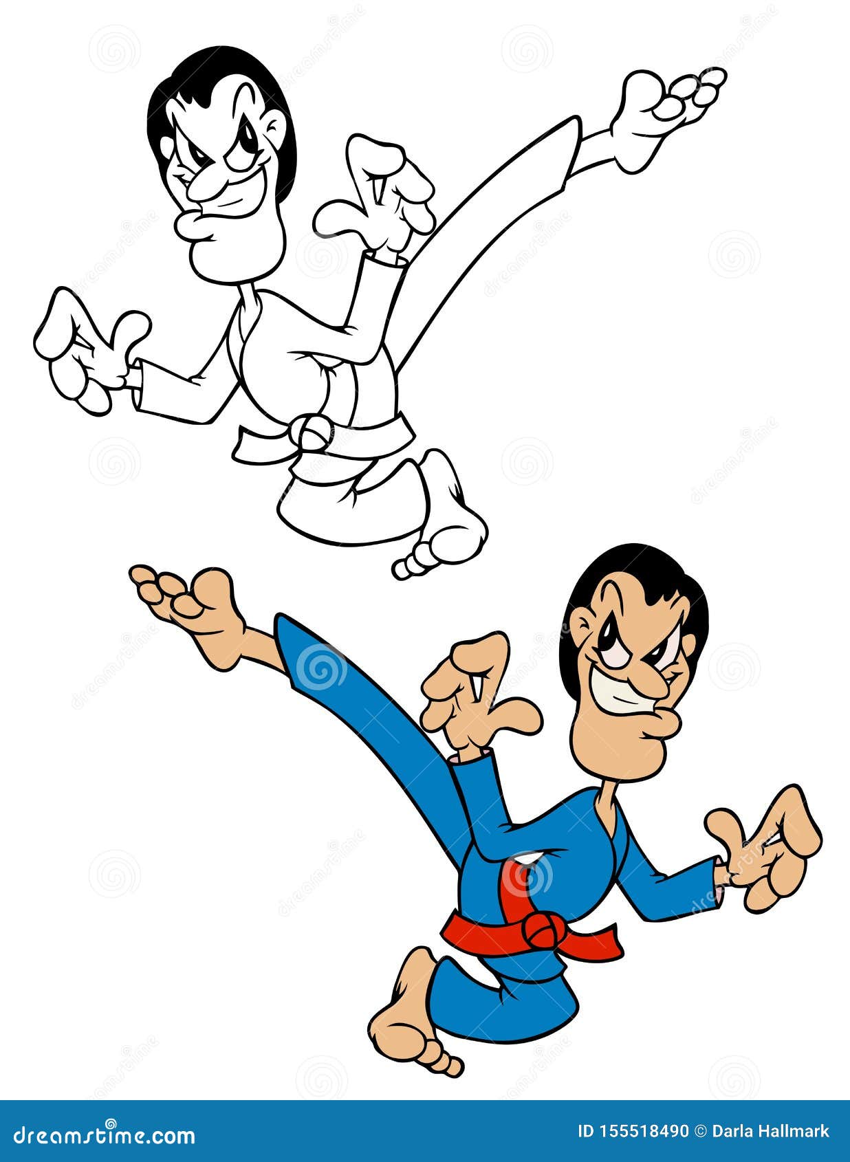 Sneaky Karate guy stock vector. Illustration of smile - 155518490