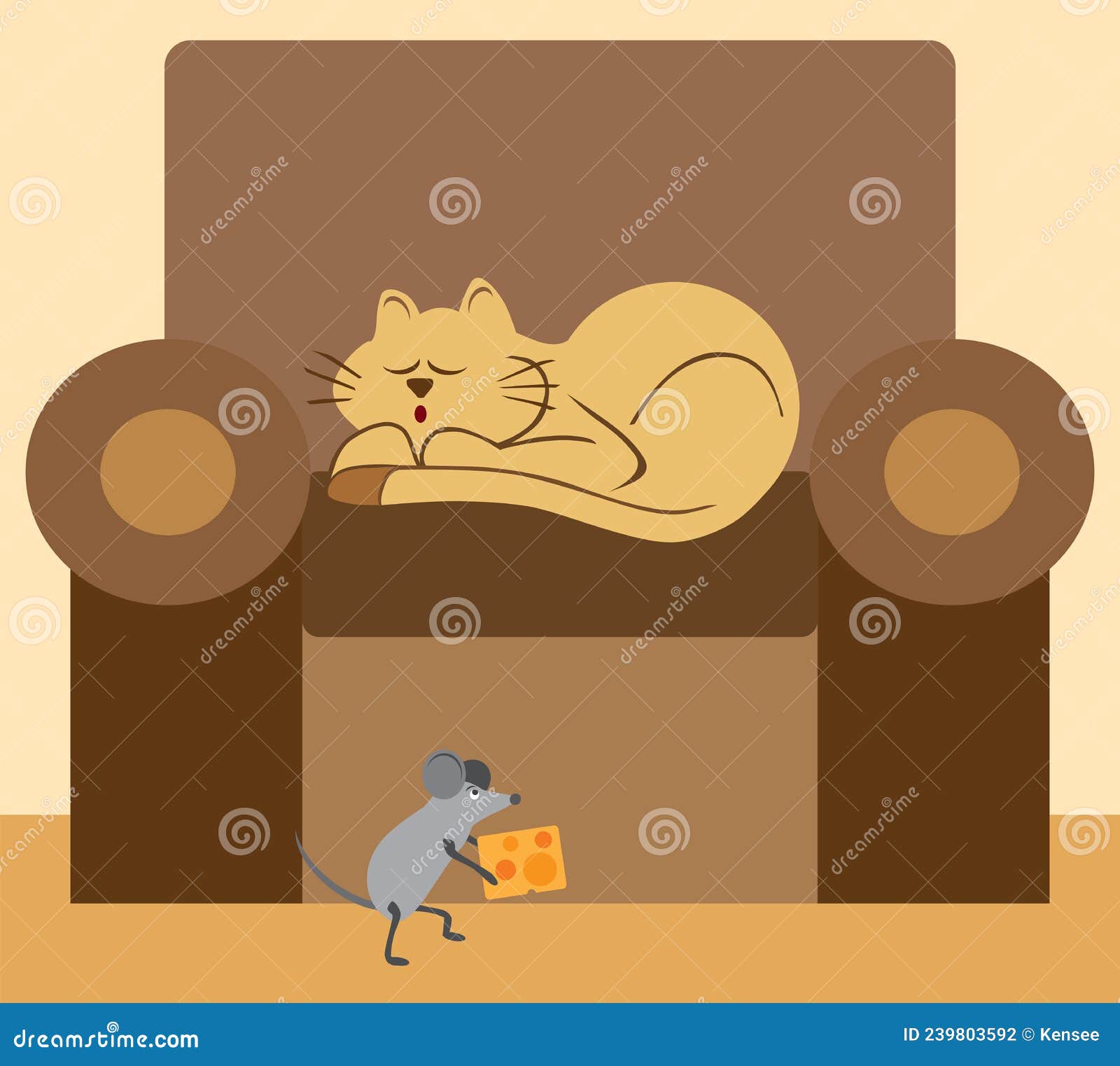Sneaky Mouse stock vector. Illustration of ears, cheese - 239803592