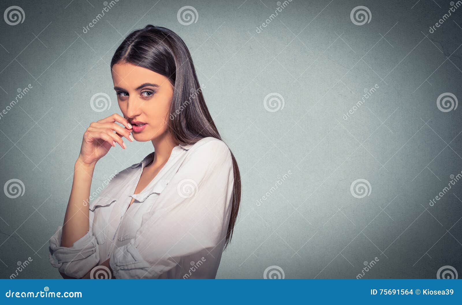 Sneaky, Sly, Scheming Young Woman Plotting Something Stock Photo ...