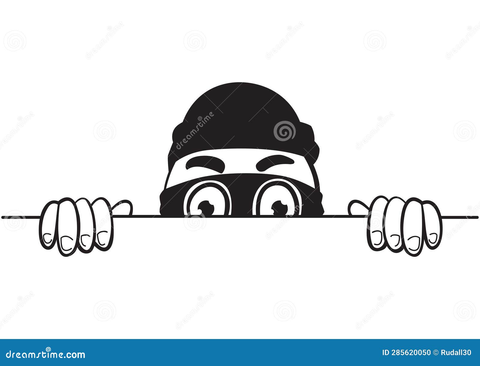 Sneaky Thief, Wearing a Mask, and Poking Fun As he Peeks Mischievously ...