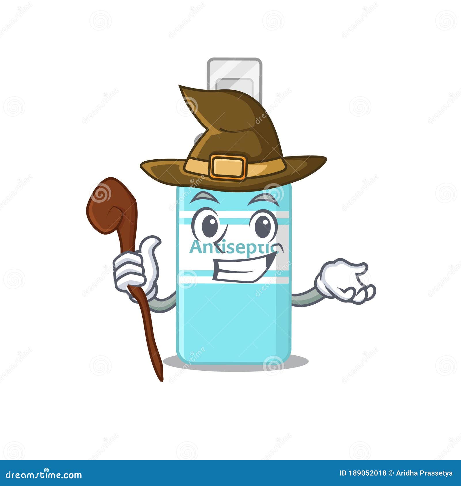 Sneaky Witch Antiseptic Cartoon With Character Design Vector ...