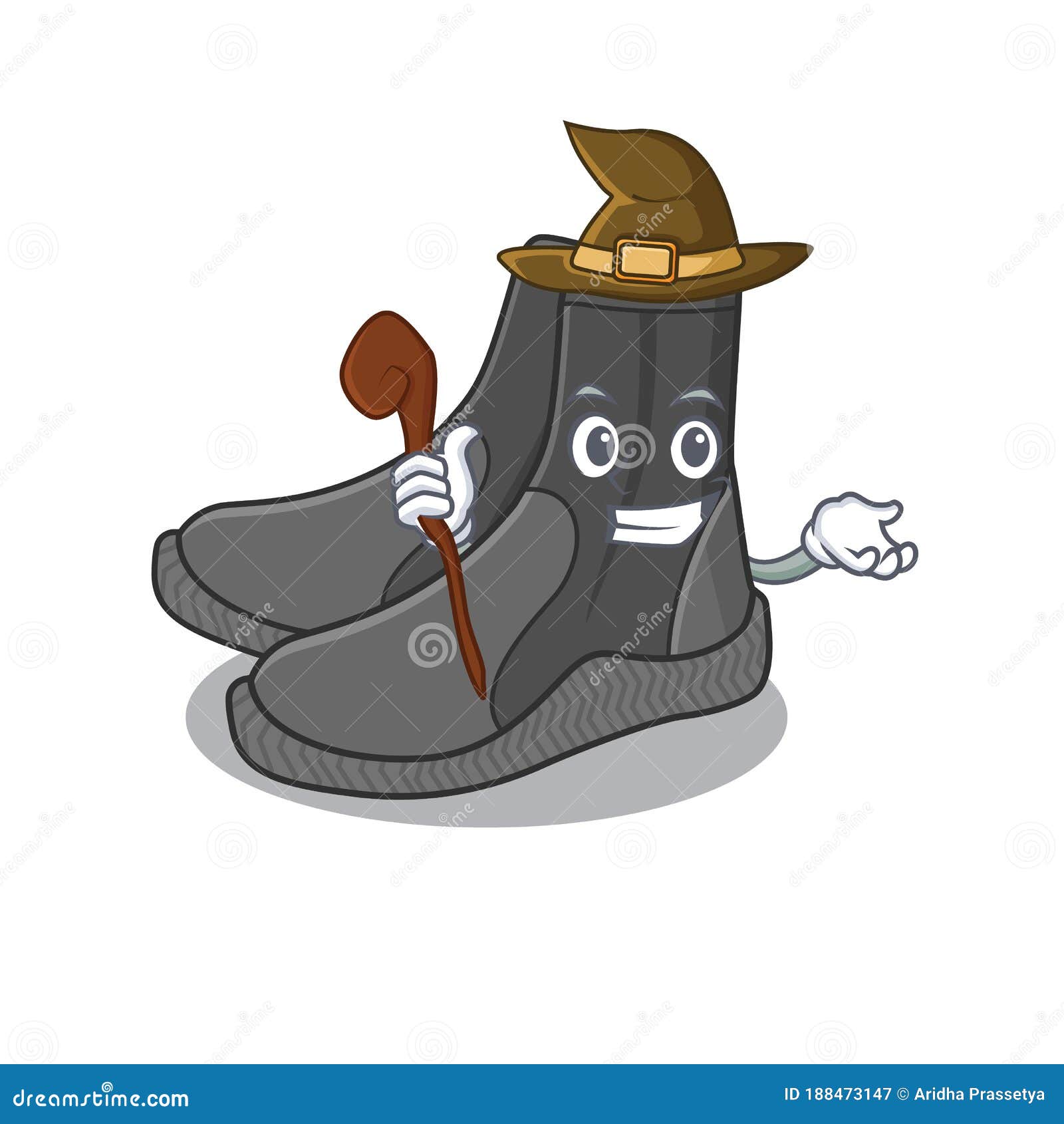 Sneaky Witch Dive Booties Cartoon Character Design Stock Vector ...