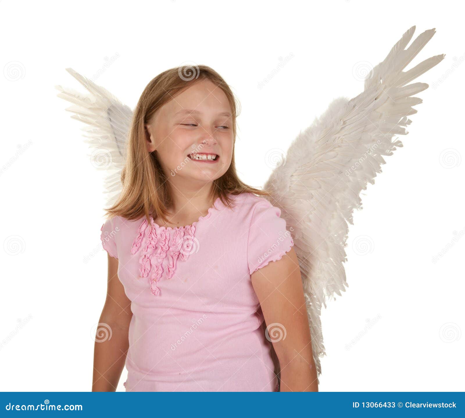 Sneaky Young Girl with Angel Wings Stock Image - Image of naughty, girl ...
