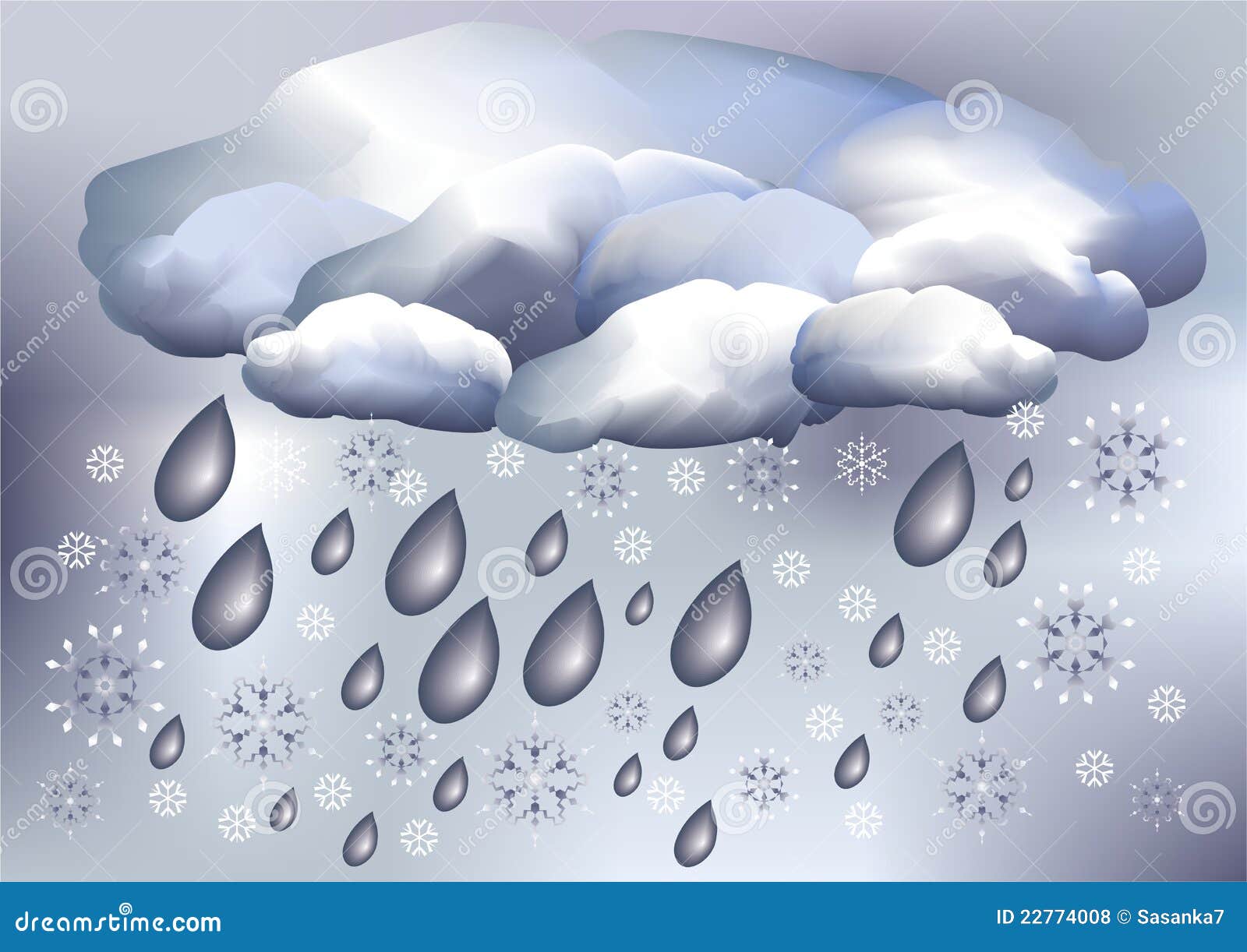 Sneeuw en regen, weer vector illustratie. Illustration of dalingen ...