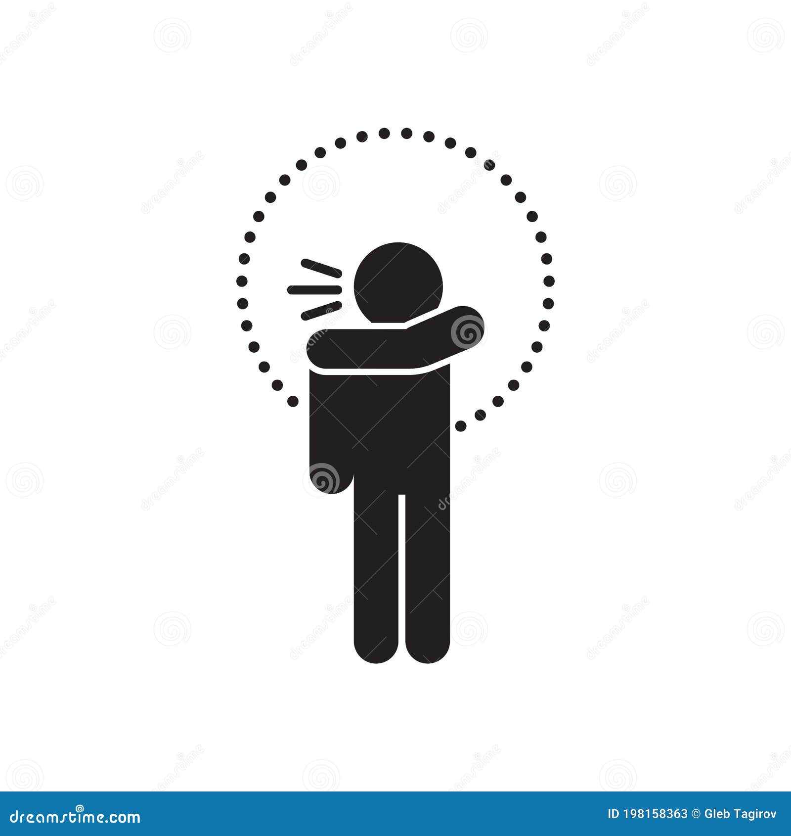 Sneeze Into Elbow - Infographic, Icon. Warning Prohibition Sign In A ...