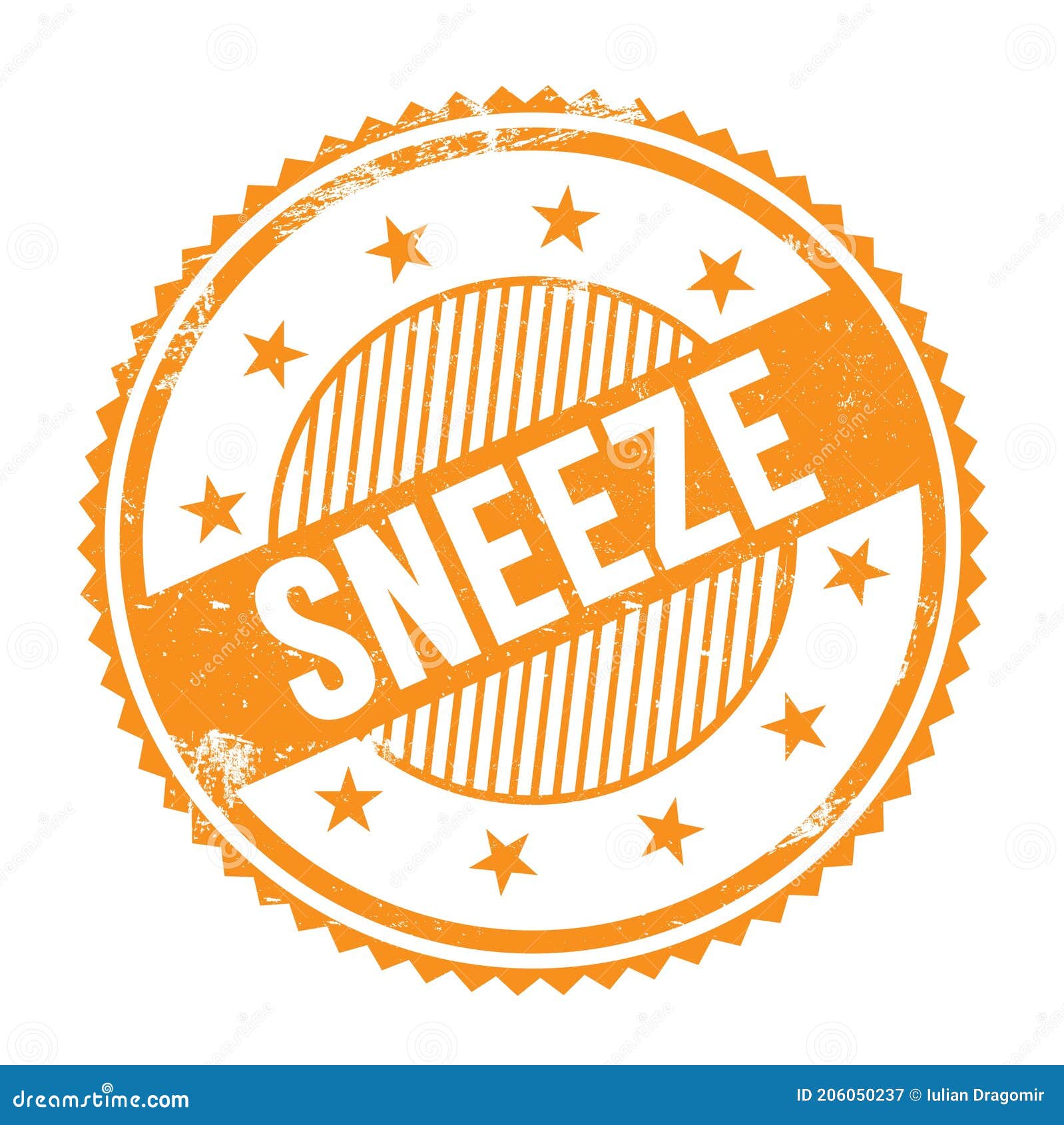 SNEEZE Text Written on Orange Grungy Round Stamp Stock Illustration ...