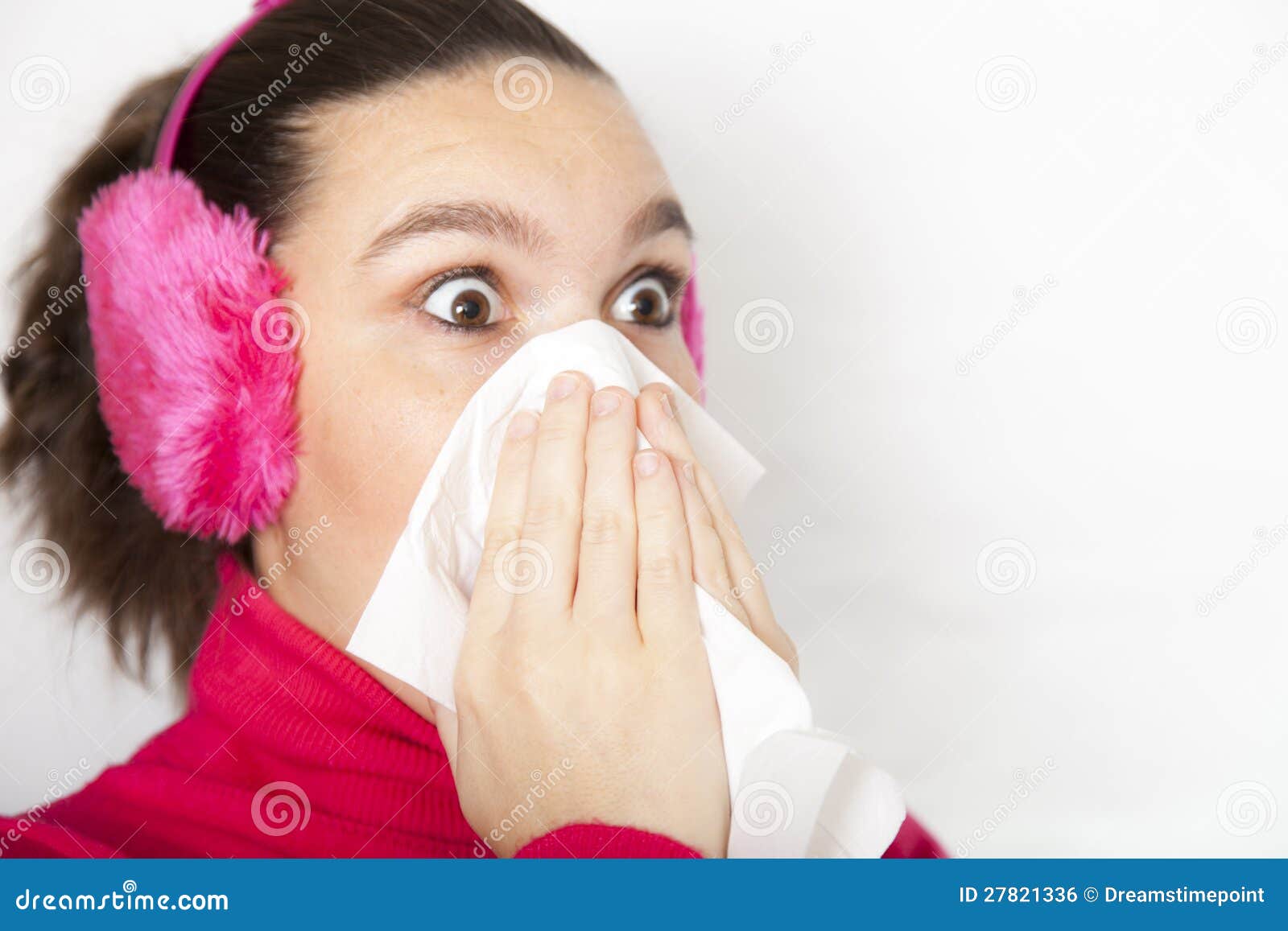 A Sneezing Cute Young Woman Stock Photo - Image of sick, nose: 27821336