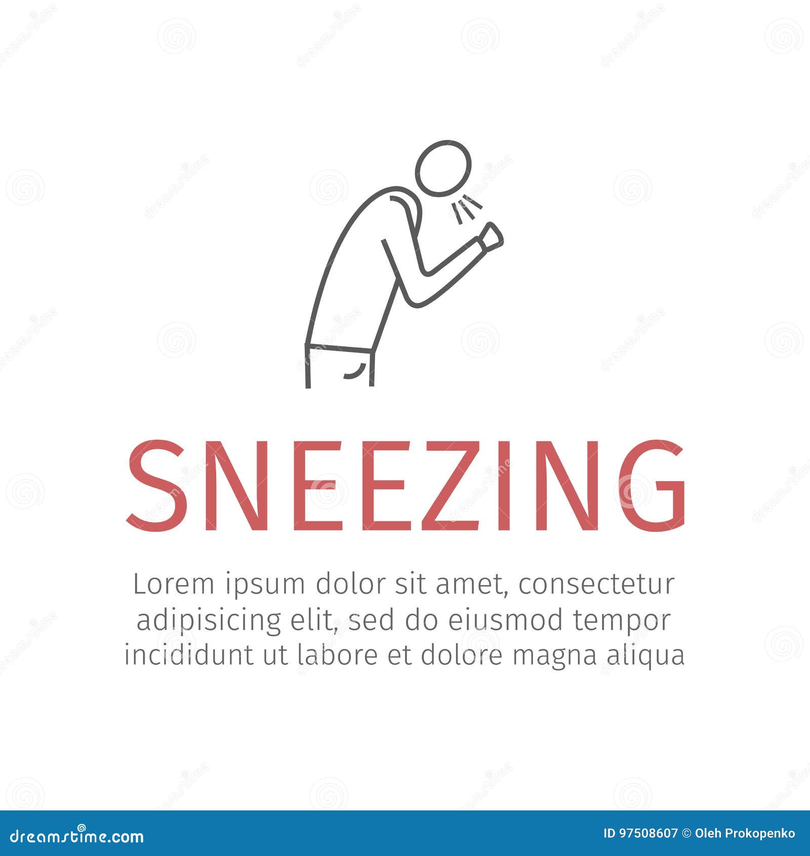 Sneezing line icon stock vector. Illustration of design - 97508607