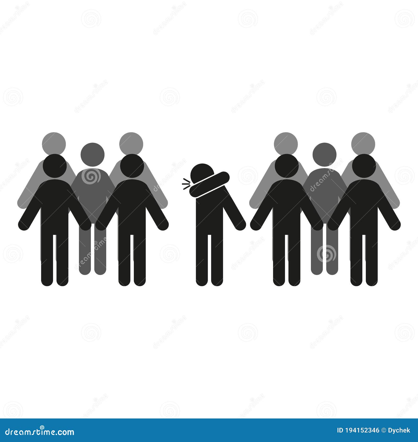 A Sneezing Man in a Crowd. Simple Vector Illustration on a White ...