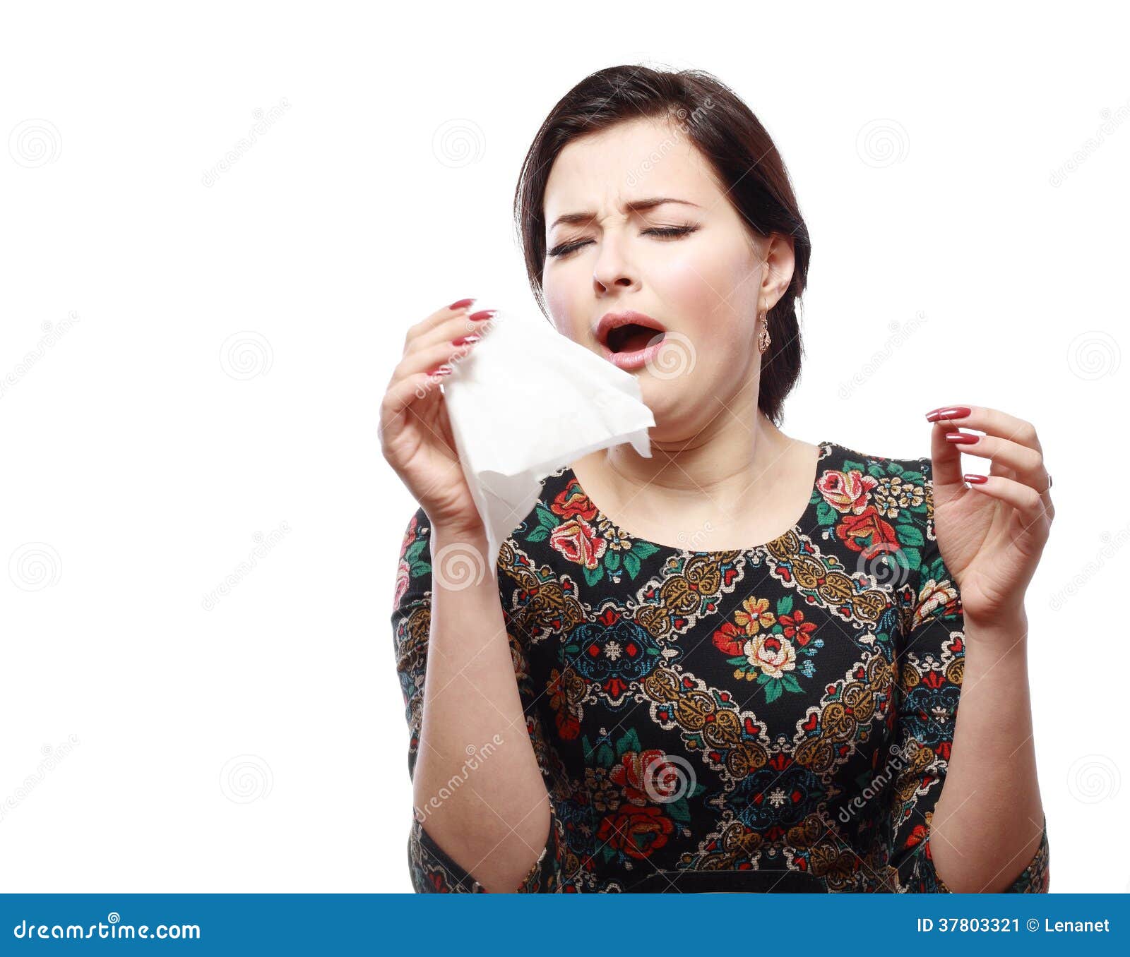 Sneezing woman stock image. Image of short, format, handkerchief - 37803321
