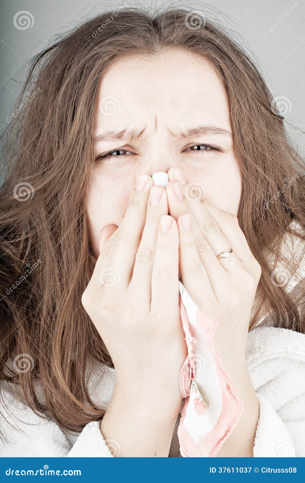 Sneezing Young Attractive Woman Stock Image - Image of female, blowing ...
