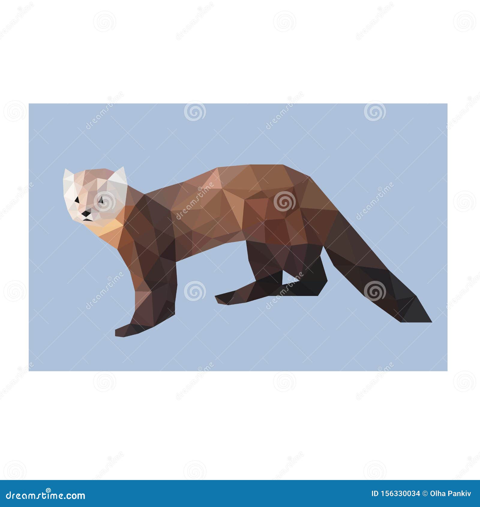 Low poly wild vector sable stock vector. Illustration of black - 156330034