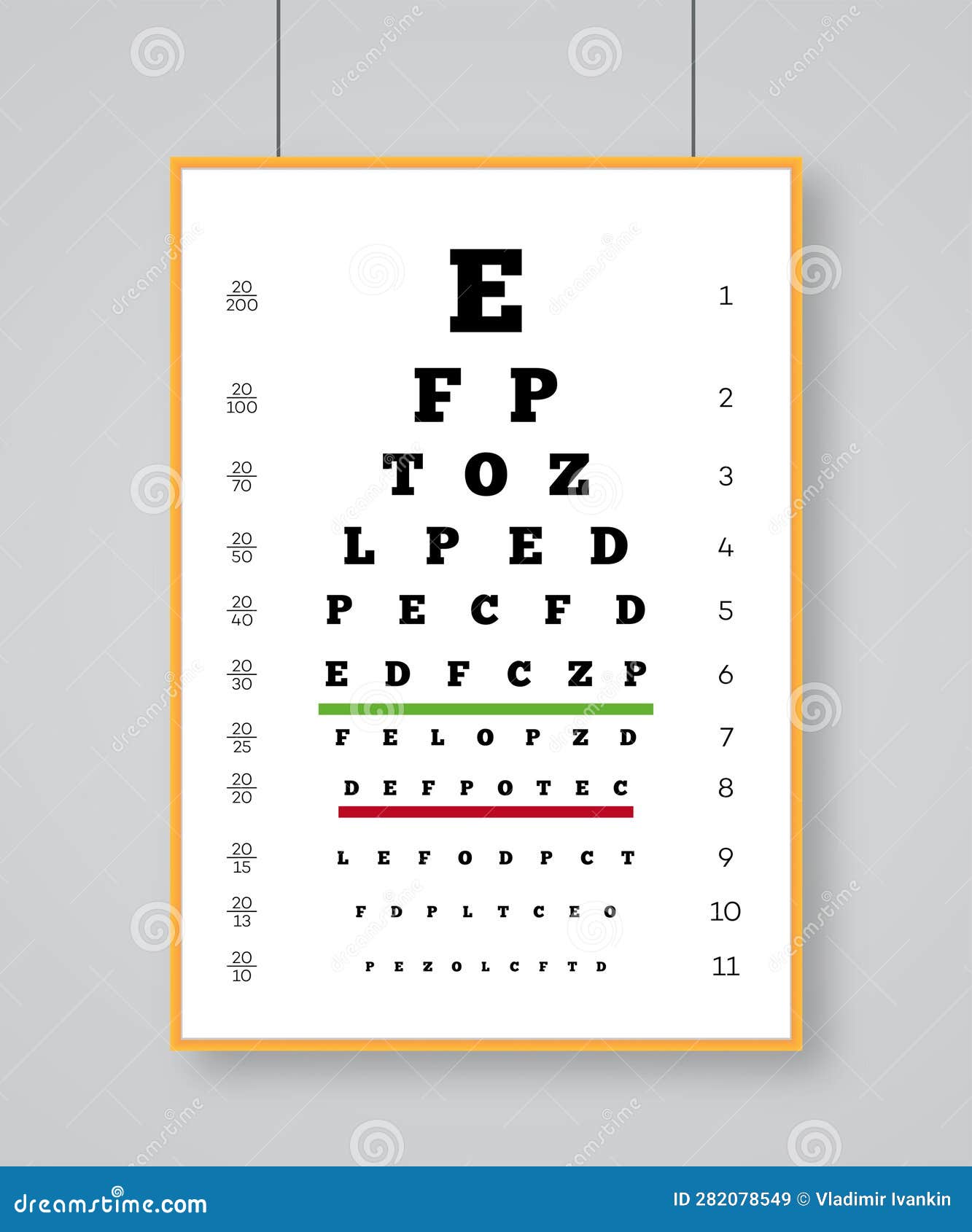 Snellen Chart Eye Test for Testing Quality Vision Stock Vector ...