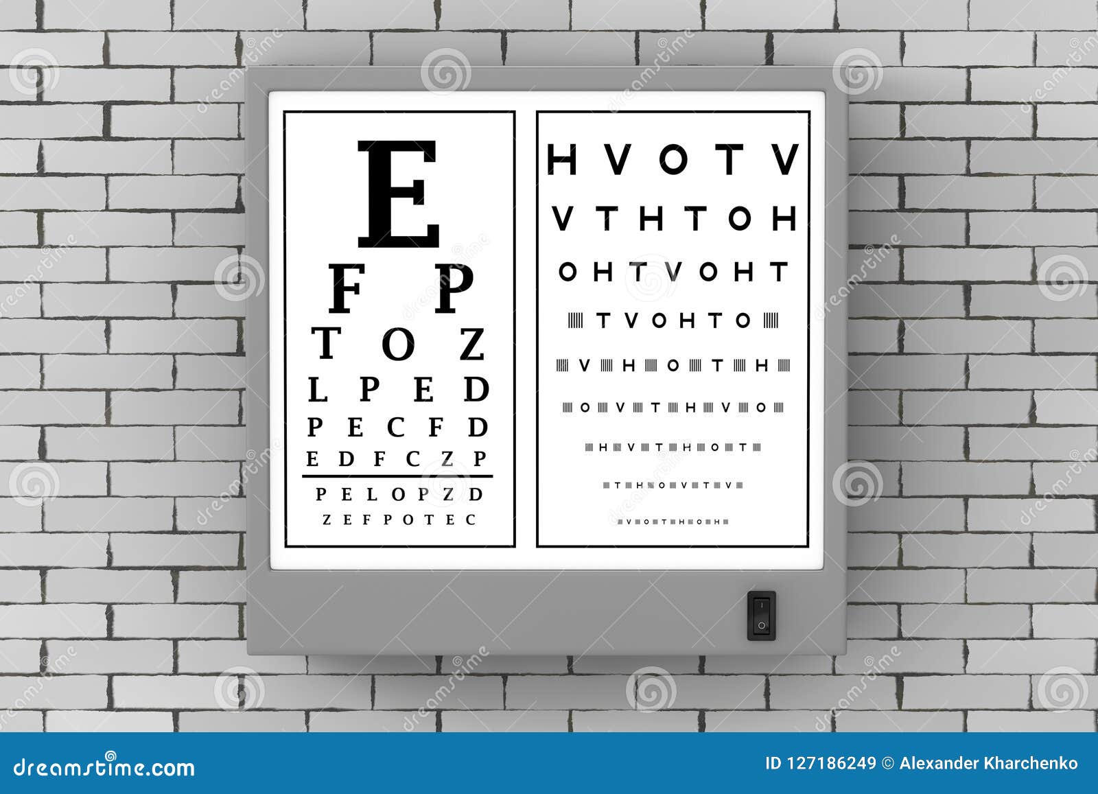 Snellen Eye Chart Test Light Box . 3d Rendering Stock Illustration ...